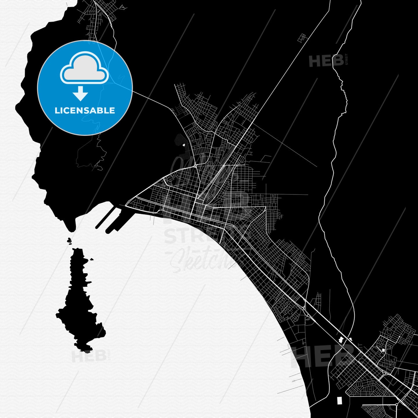 Chimbote, Peru Pdf Vector Map Black And White – HEBSTREITS