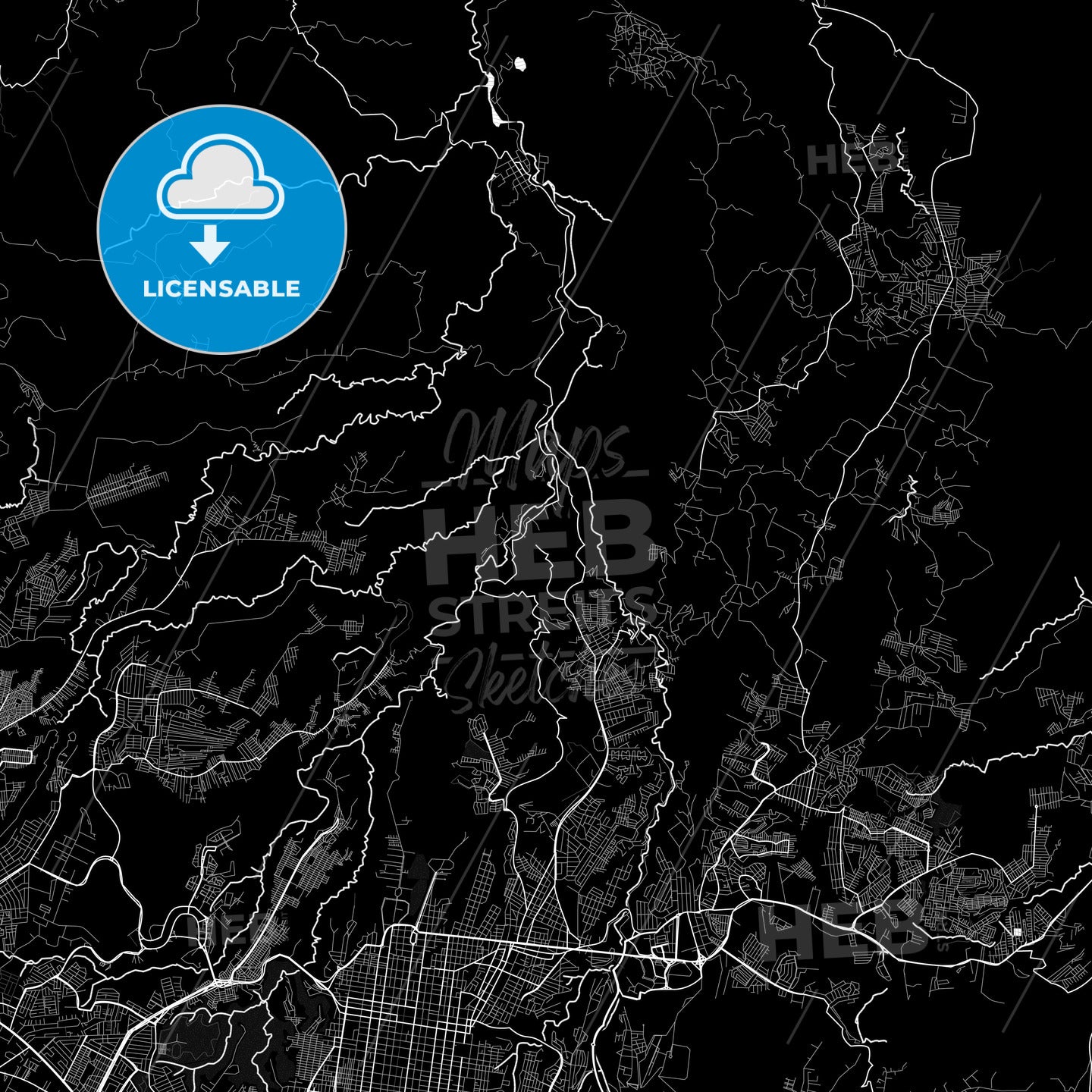 Chinautla, Guatemala Pdf Vector Map Black And White – HEBSTREITS