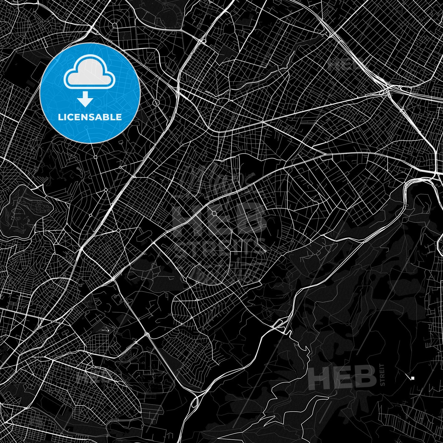Cholargos, Greece PDF vector map black and white - HEBSTREITS