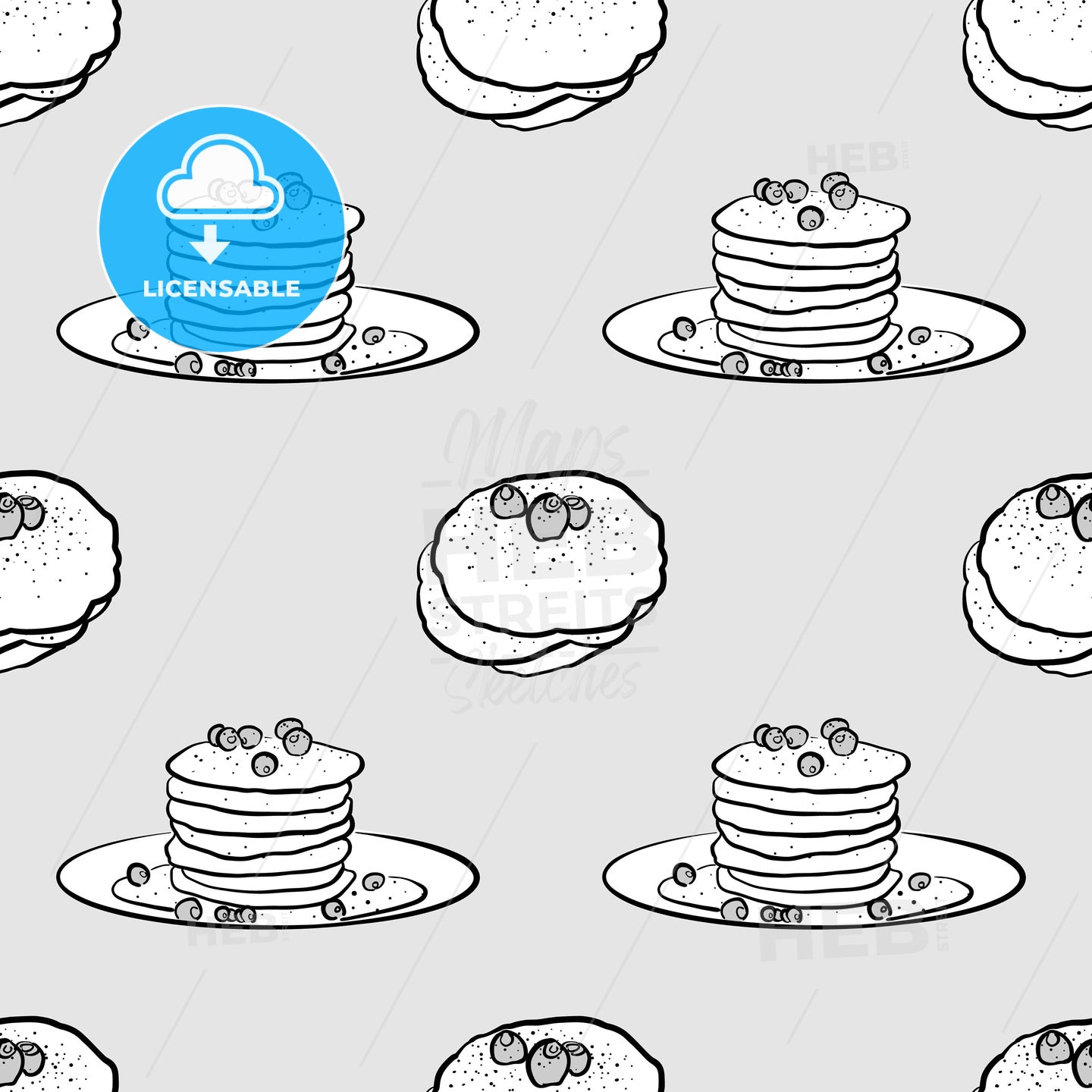 Cholermüs Seamless Pattern Greyscale Drawing - HEBSTREITS