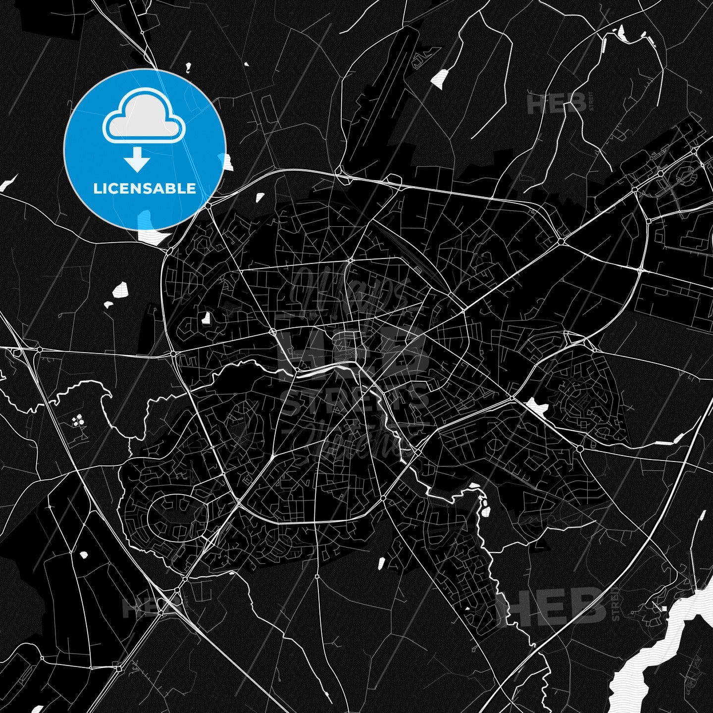 Cholet, France Pdf Vector Map Black And White – HEBSTREITS