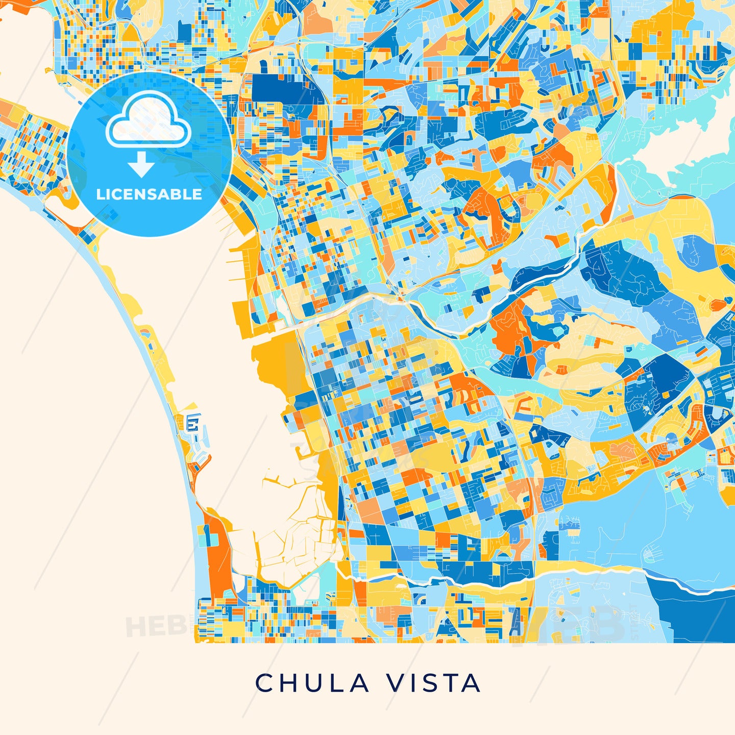 Chula Vista Colorful Map Poster Template – HEBSTREITS
