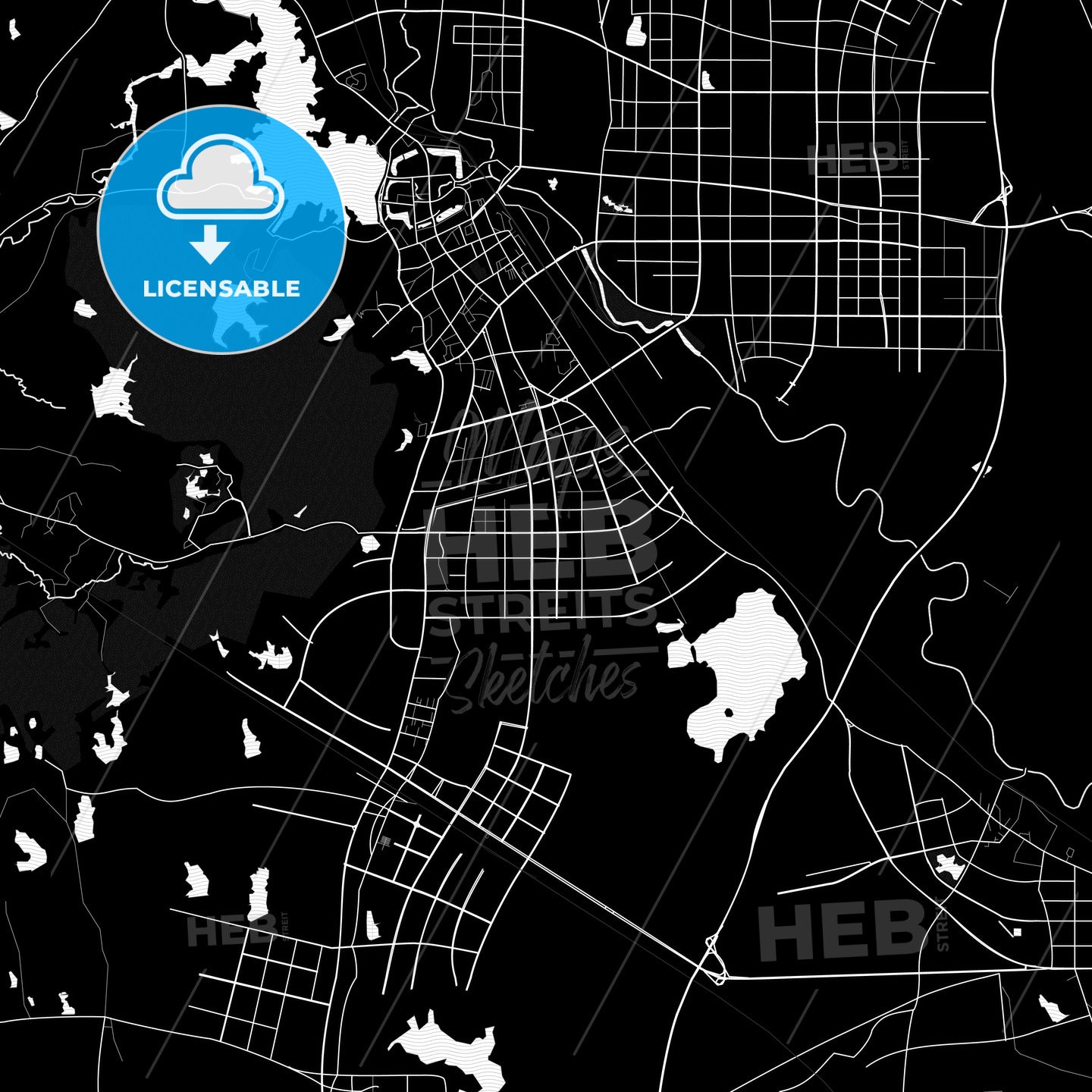 Chuzhou, China Pdf Vector Map Black And White – HEBSTREITS