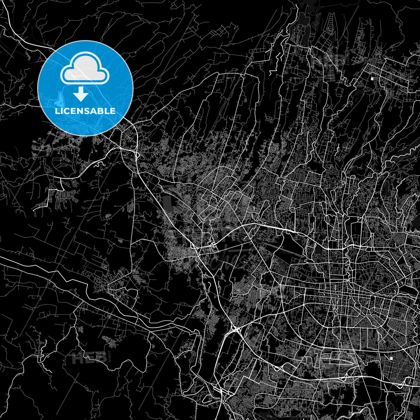 Cimahi, Indonesia Pdf Vector Map Black And White – HEBSTREITS