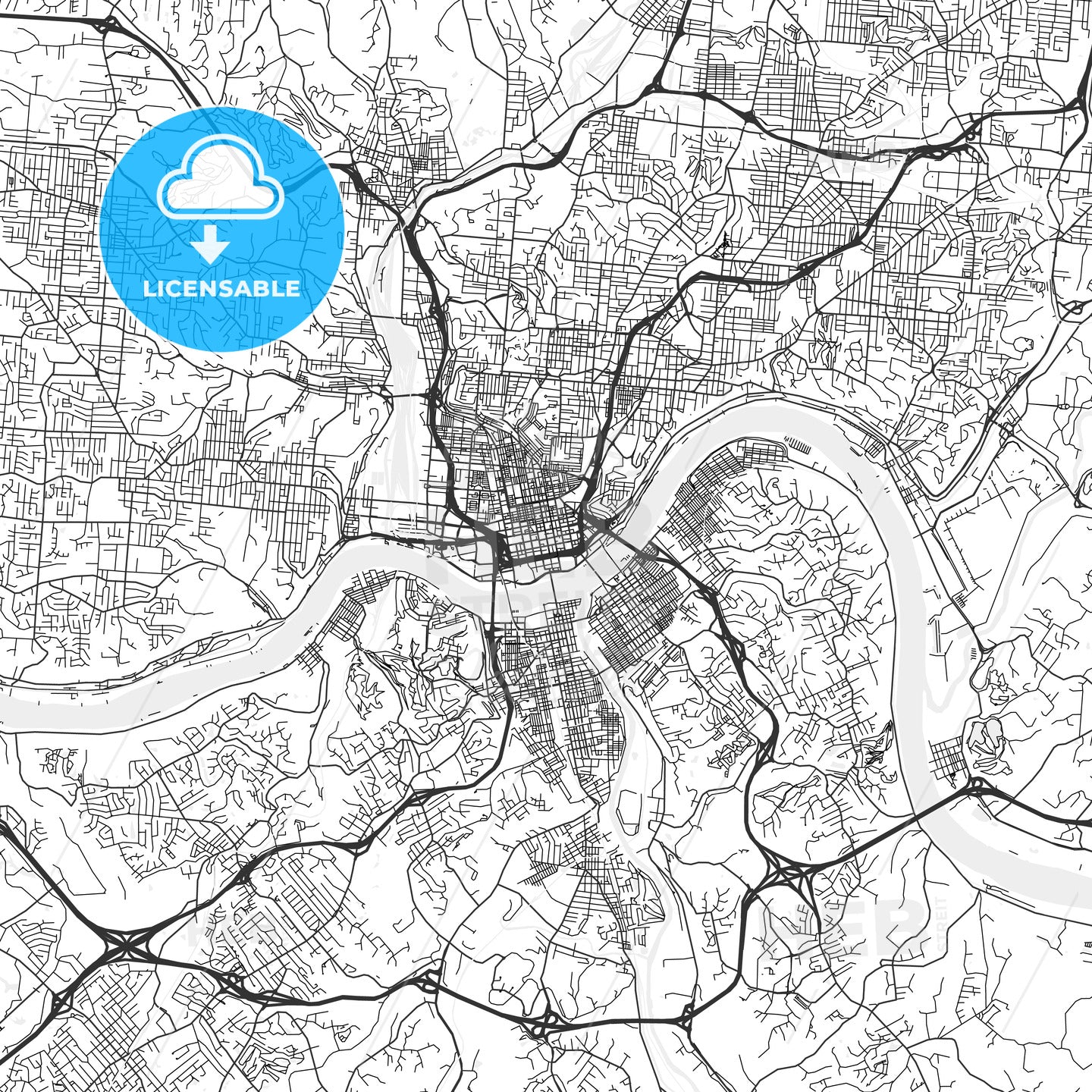 Cincinnati, Ohio - Area Map - Light – HEBSTREITS