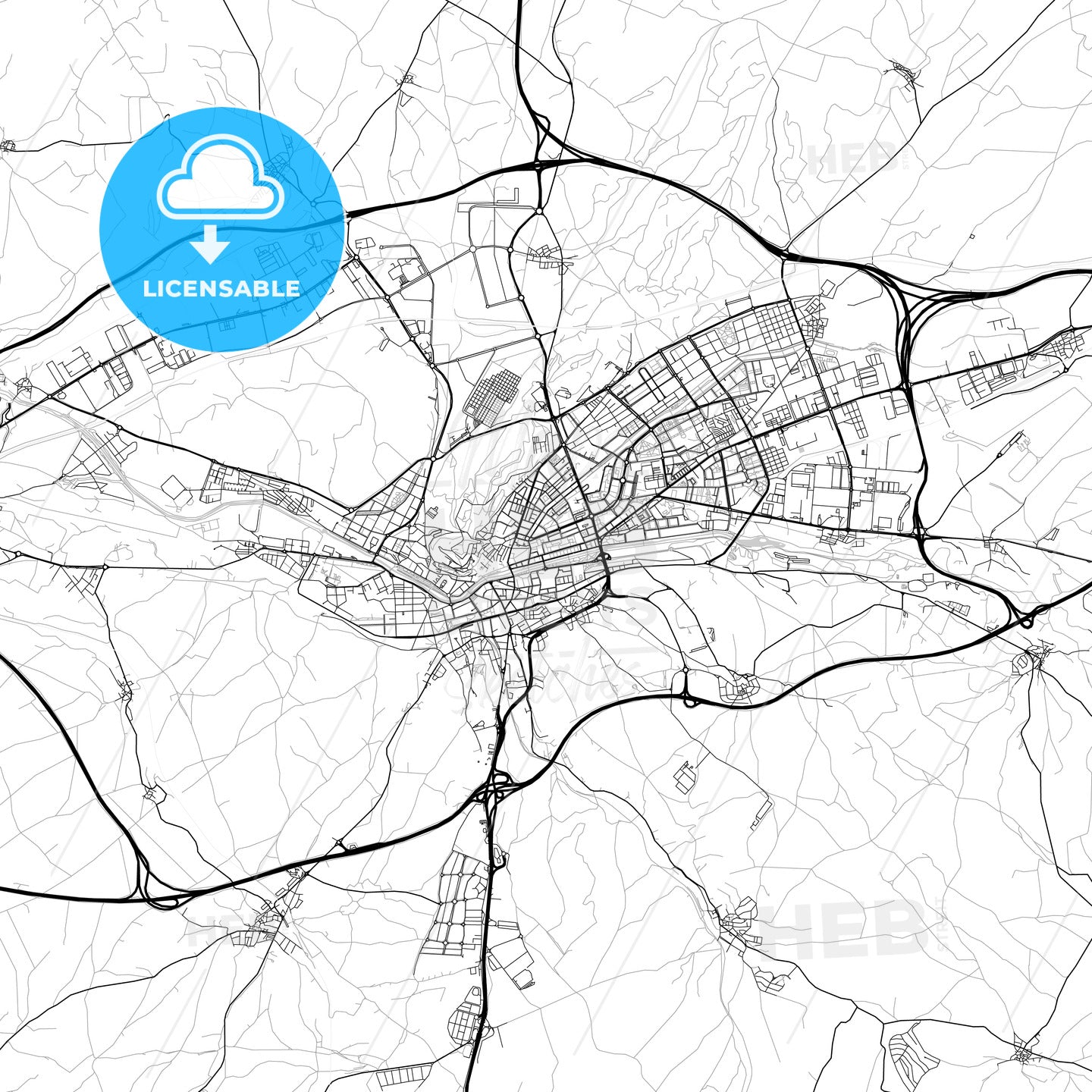 City Map Of Burgos, Spain, Light Version – HEBSTREITS