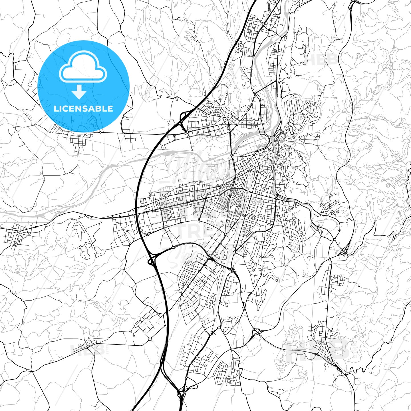 City Map Of Girona–Salt, Spain, Light Version – HEBSTREITS