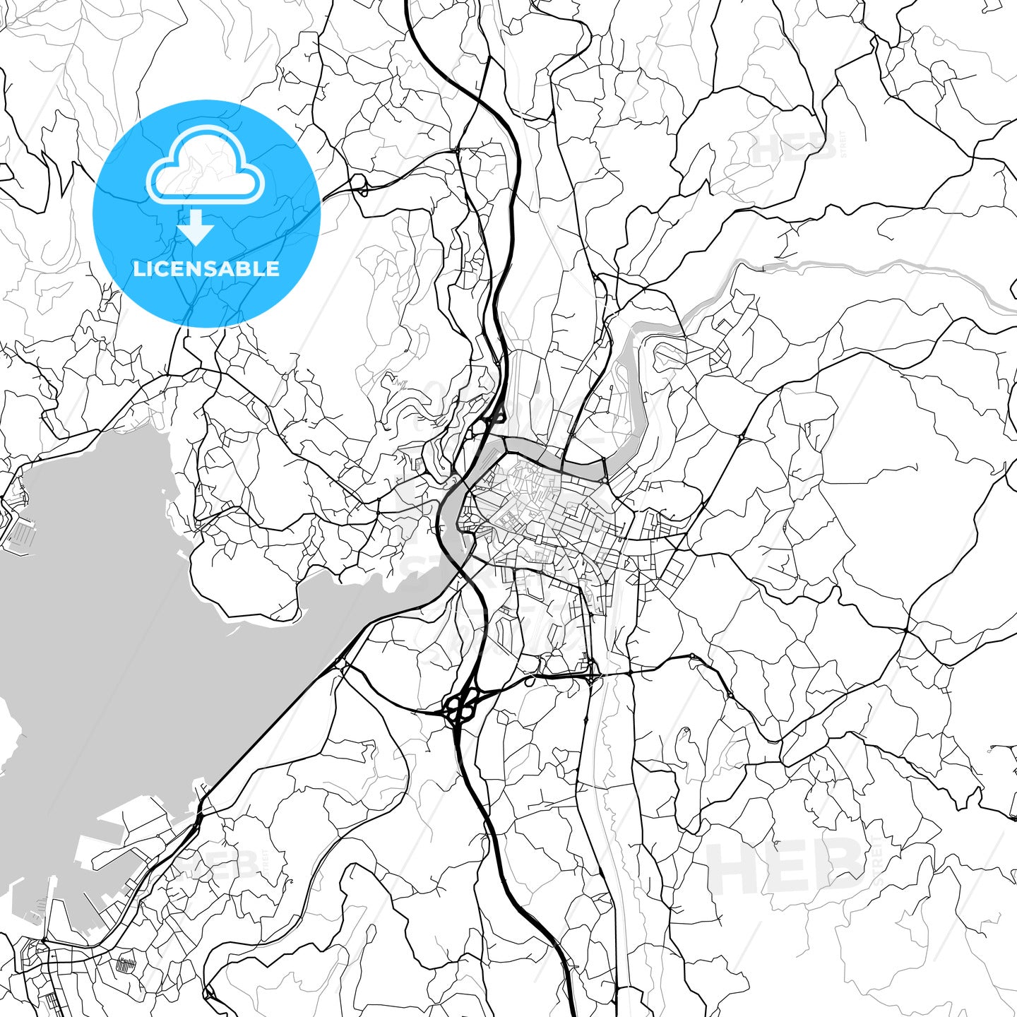 City Map Of Pontevedra–Marín, Spain, Light Version – HEBSTREITS