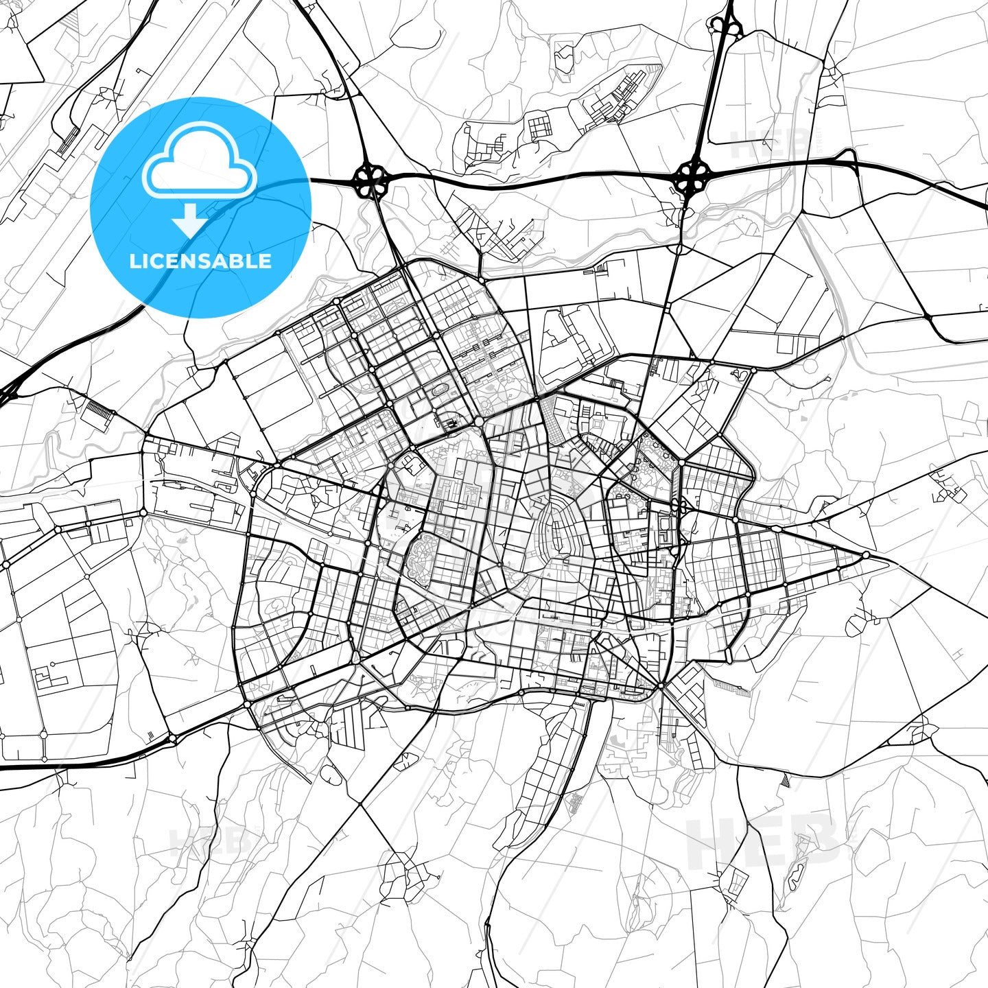 City Map Of Vitoria-Gasteiz, Spain, Light Version – HEBSTREITS