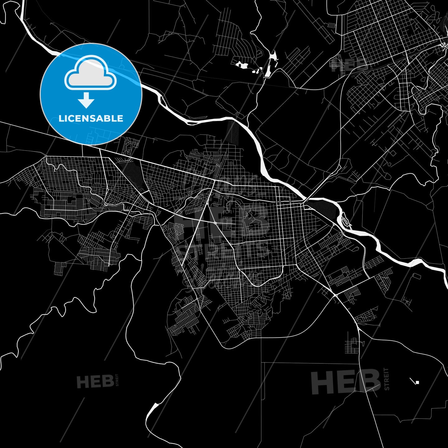 Ciudad Acuña, Mexico Pdf Vector Map Black And White – HEBSTREITS