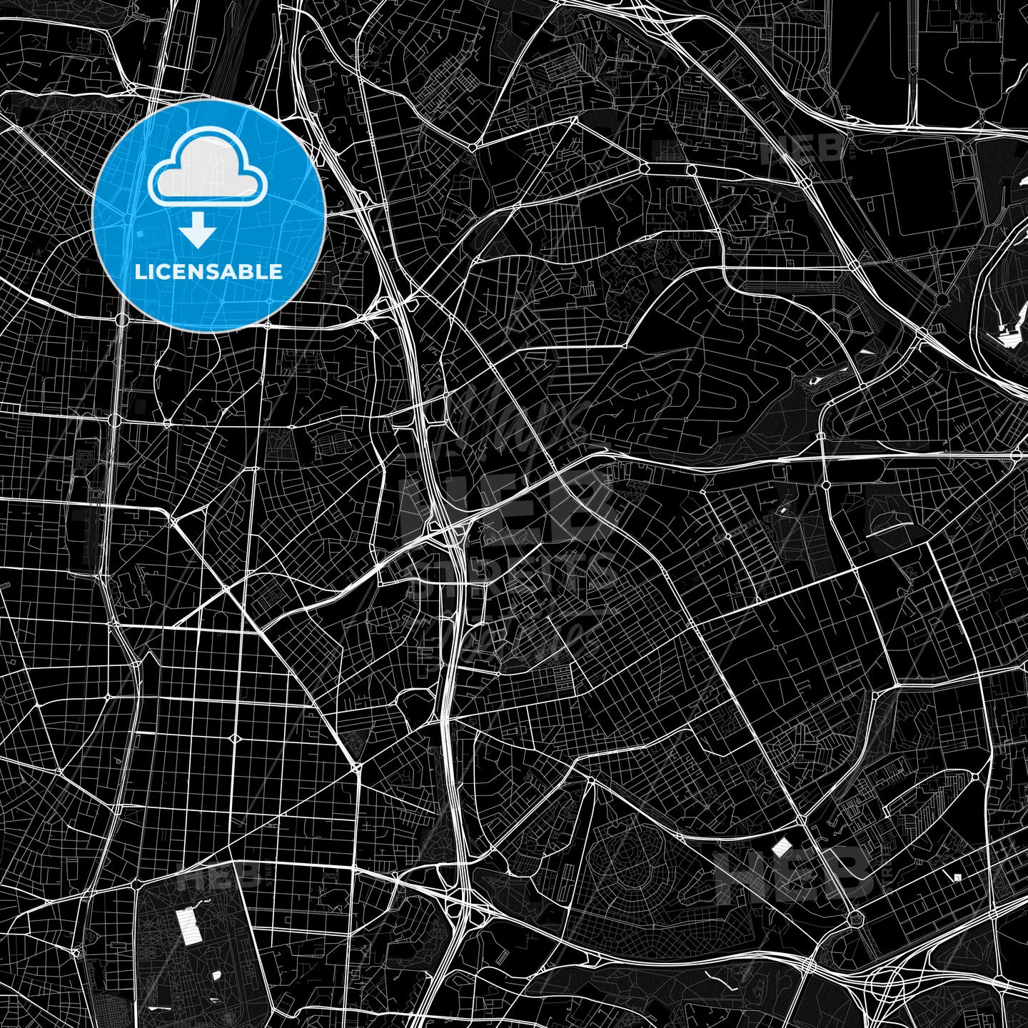 Ciudad Lineal, Spain Pdf Vector Map Black And White – HEBSTREITS
