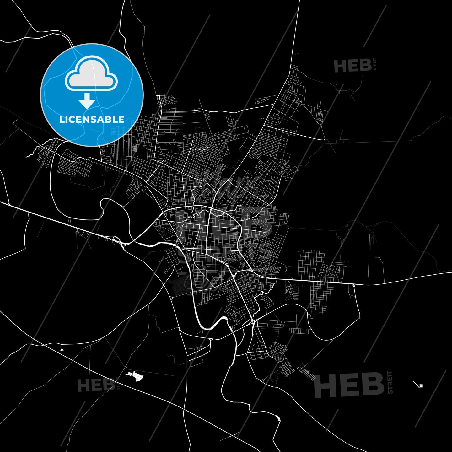 Ciudad Valles, Mexico Pdf Vector Map Black And White – HEBSTREITS