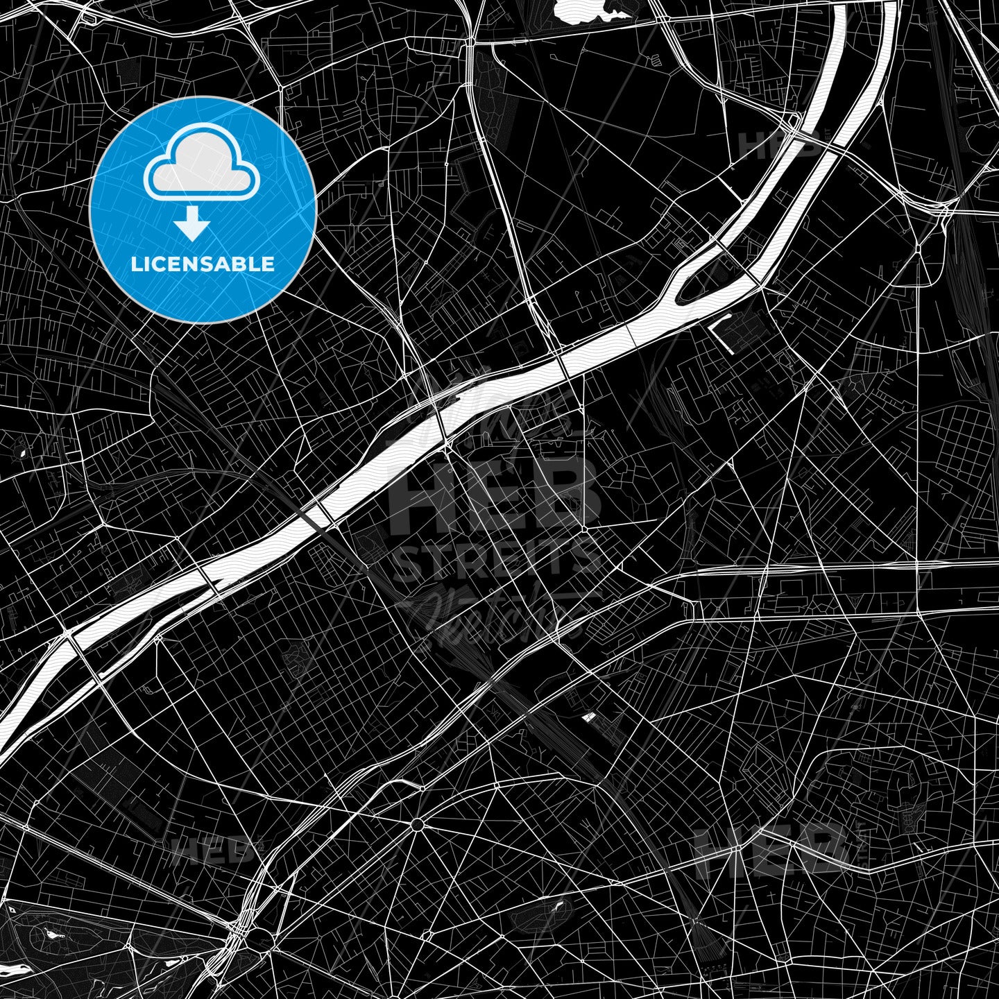 Clichy, France Pdf Vector Map Black And White – HEBSTREITS
