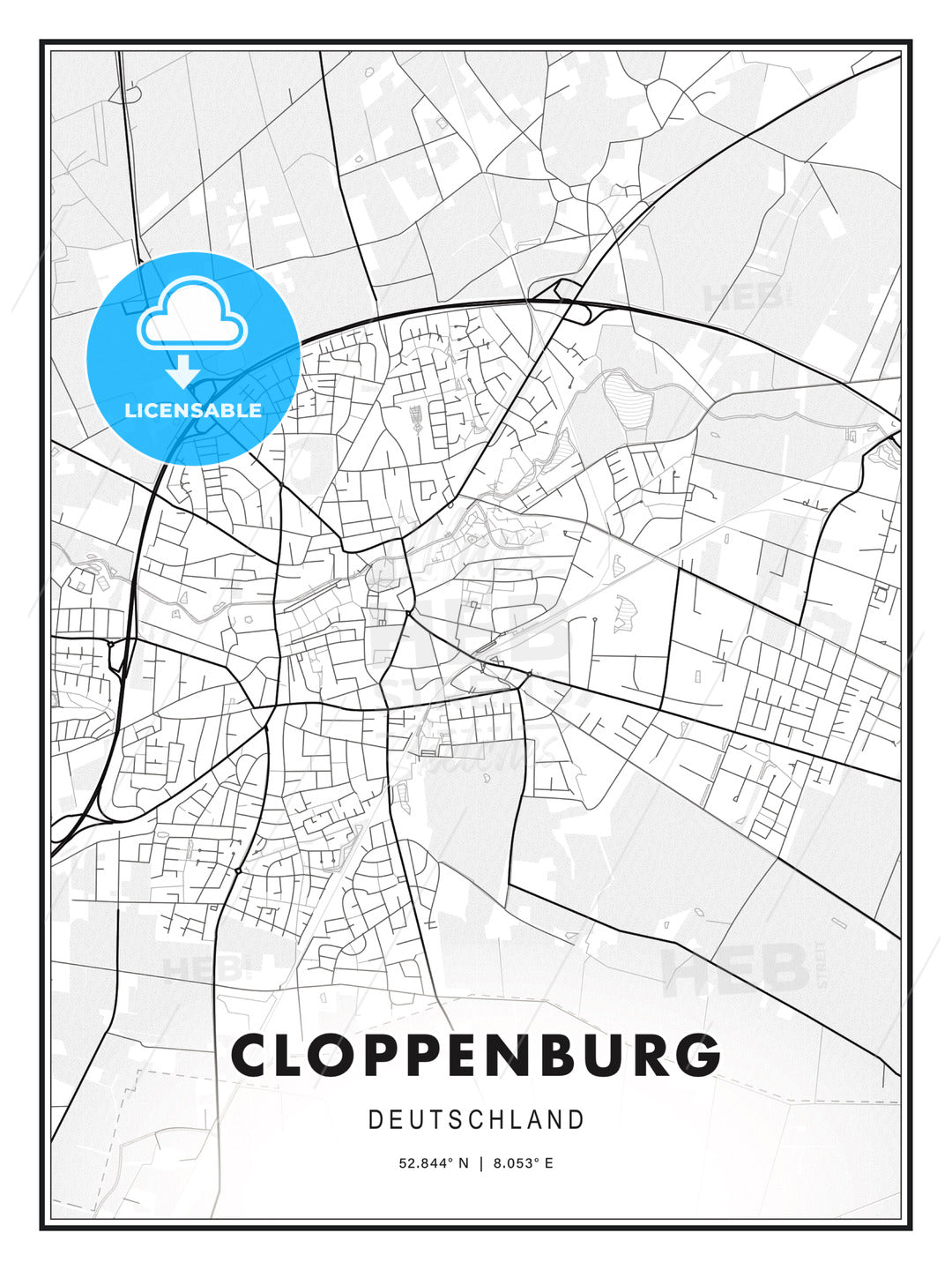 Cloppenburg, Germany, Modern Map Print Template in Various Formats ...