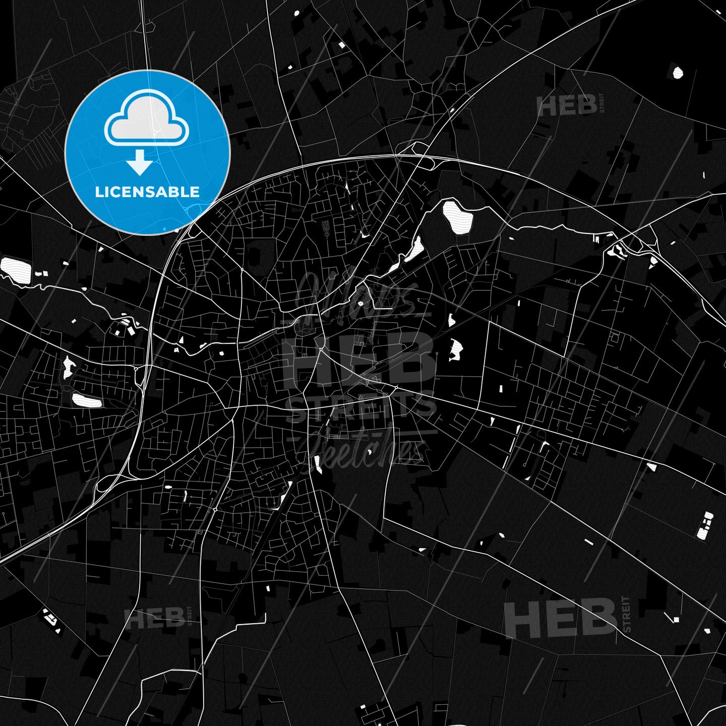 Cloppenburg, Germany Pdf Vector Map Black And White – HEBSTREITS