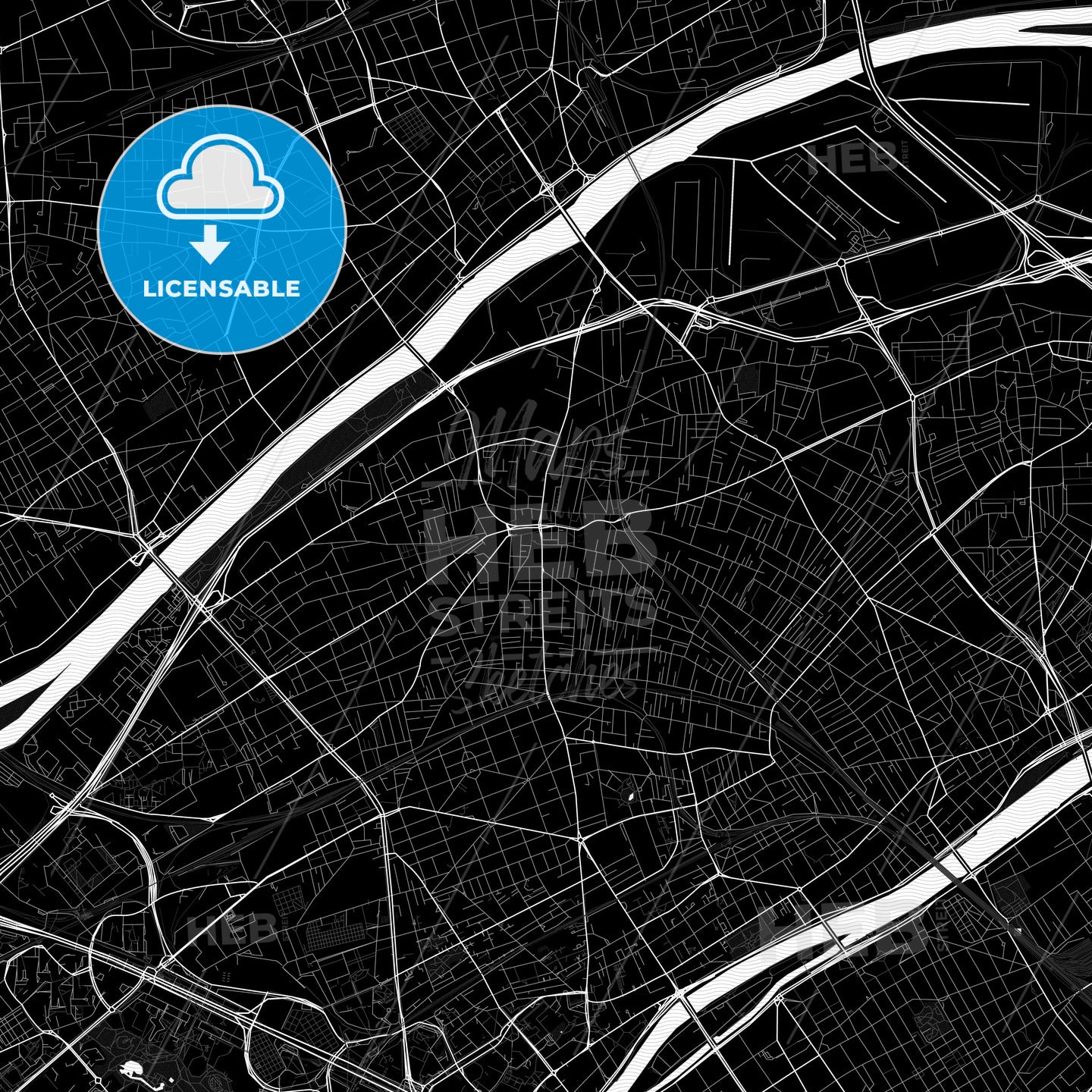 Colombes, France Pdf Vector Map Black And White – HEBSTREITS
