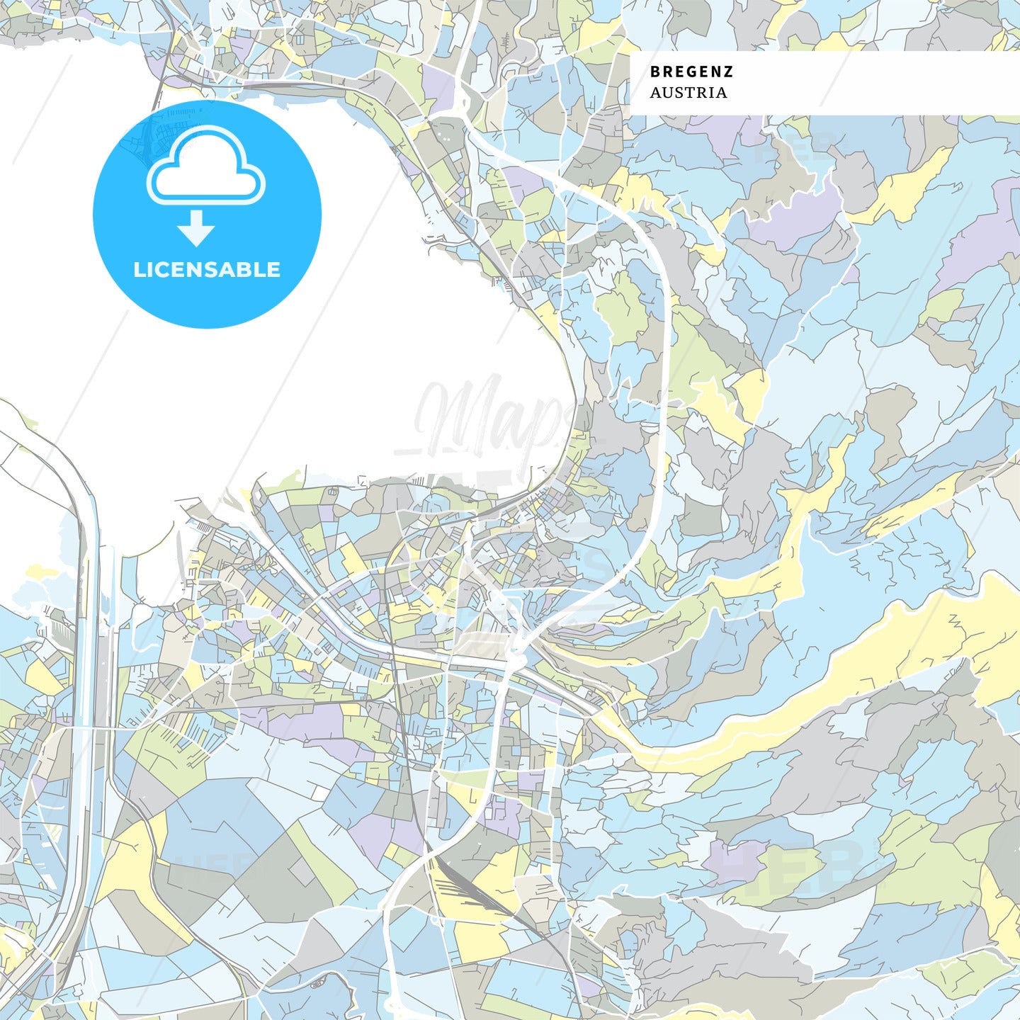 Colorful Map Of Bregenz, Austria – HEBSTREITS