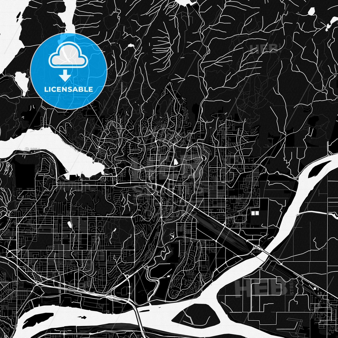 Coquitlam, Canada Pdf Vector Map Black And White – HEBSTREITS