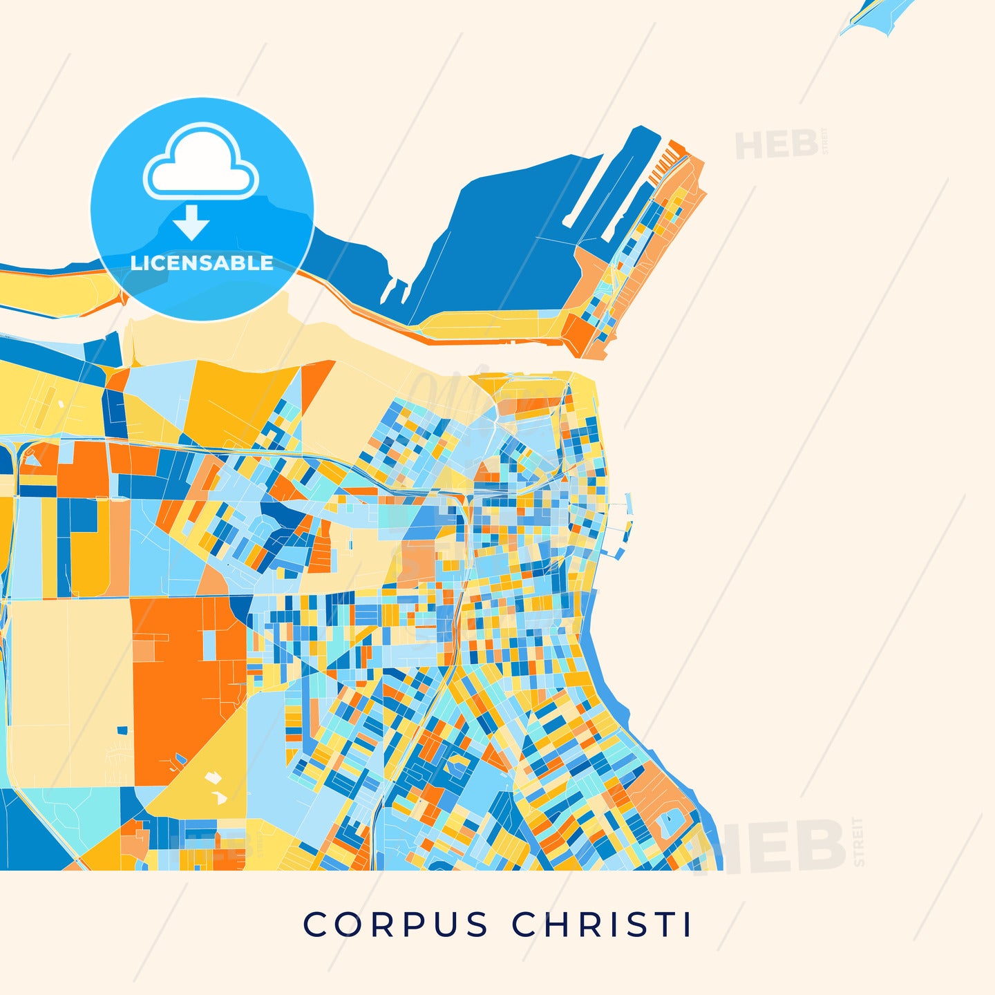 Corpus Christi Colorful Map Poster Template – HEBSTREITS