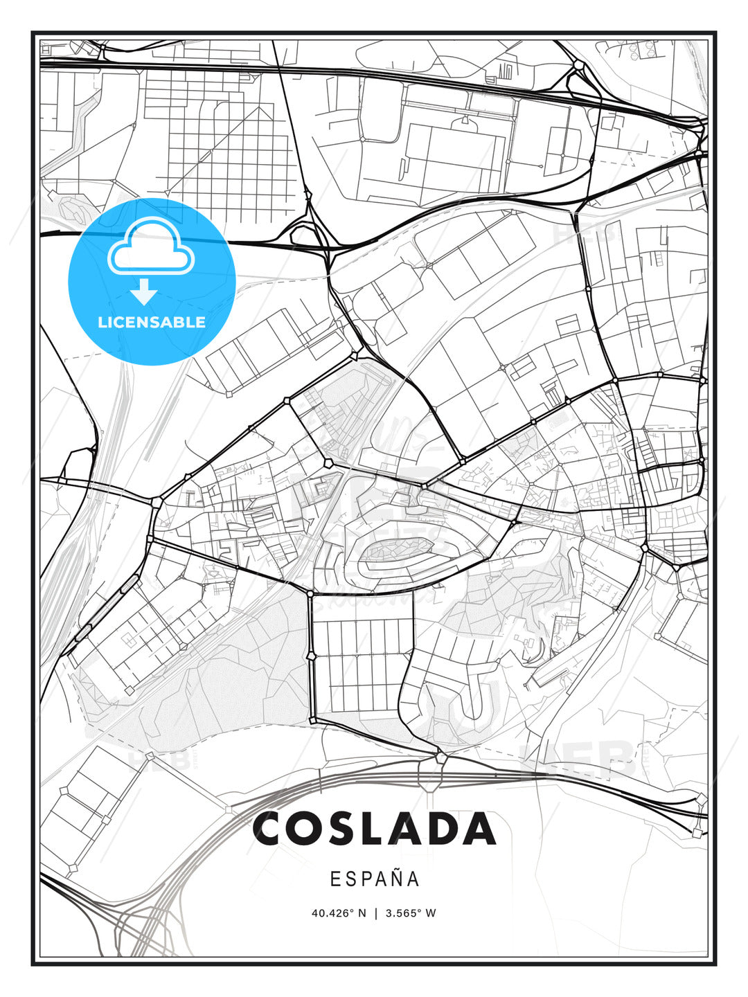 Coslada, Spain, Modern Map Print Template in Various Formats - HEBSTREITS