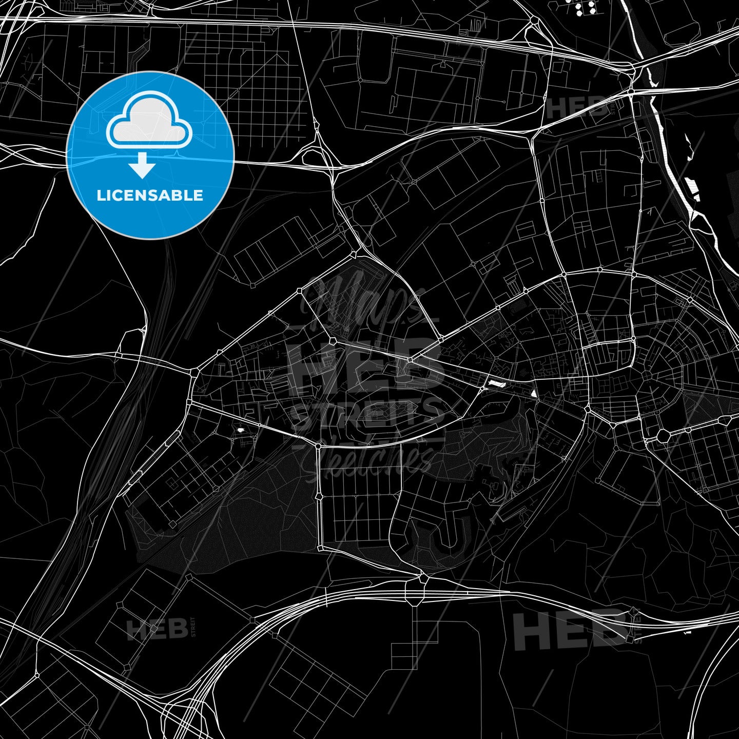 Coslada, Spain Pdf Vector Map Black And White – HEBSTREITS