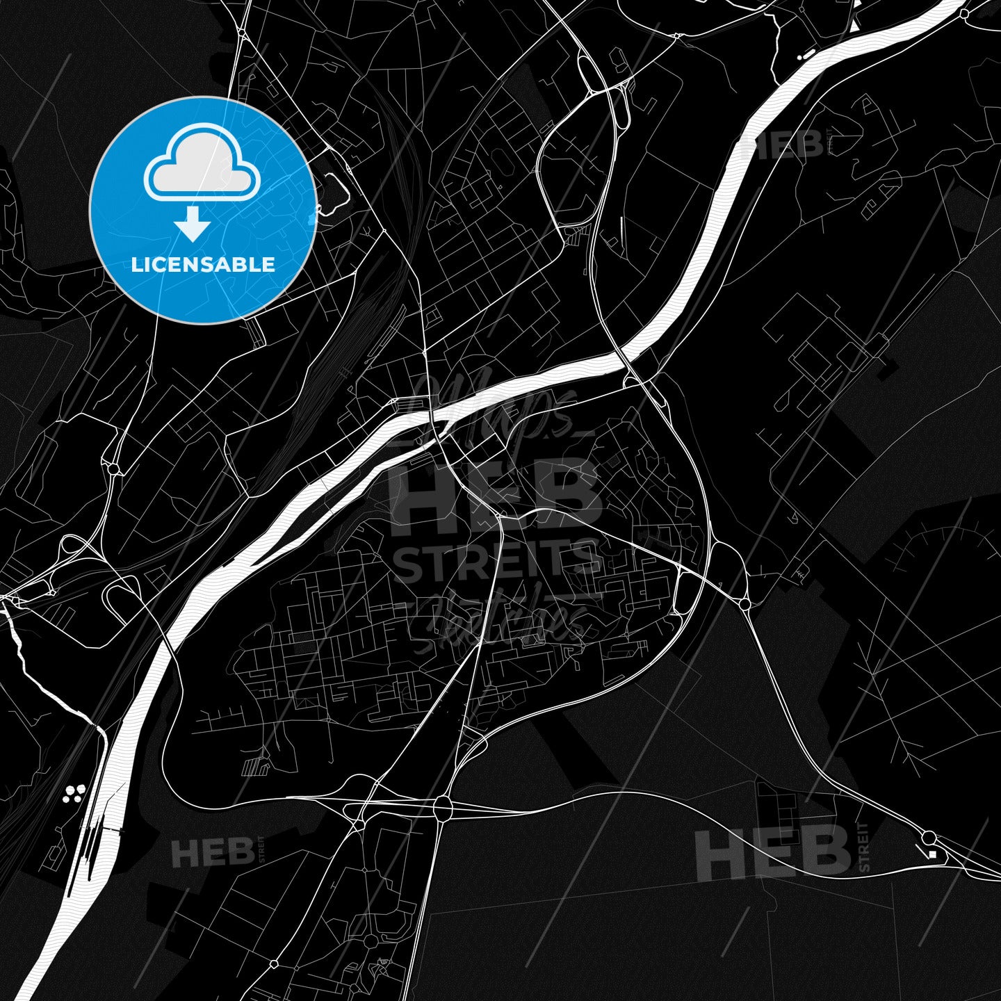 Creil, France Pdf Vector Map Black And White – HEBSTREITS