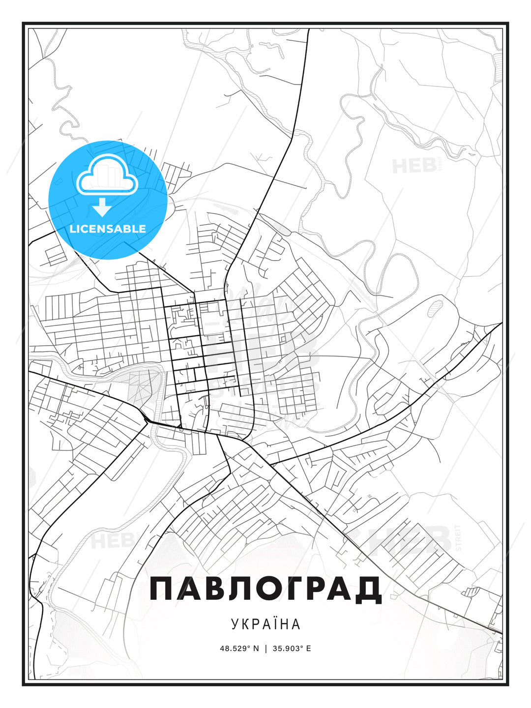 ПАВЛОГРАД / Pavlohrad, Ukraine, Modern Map Print Template in Various ...