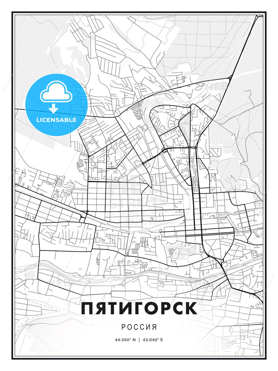 ПЯТИГОРСК / Pyatigorsk, Russia, Modern Map Print Template in Various ...