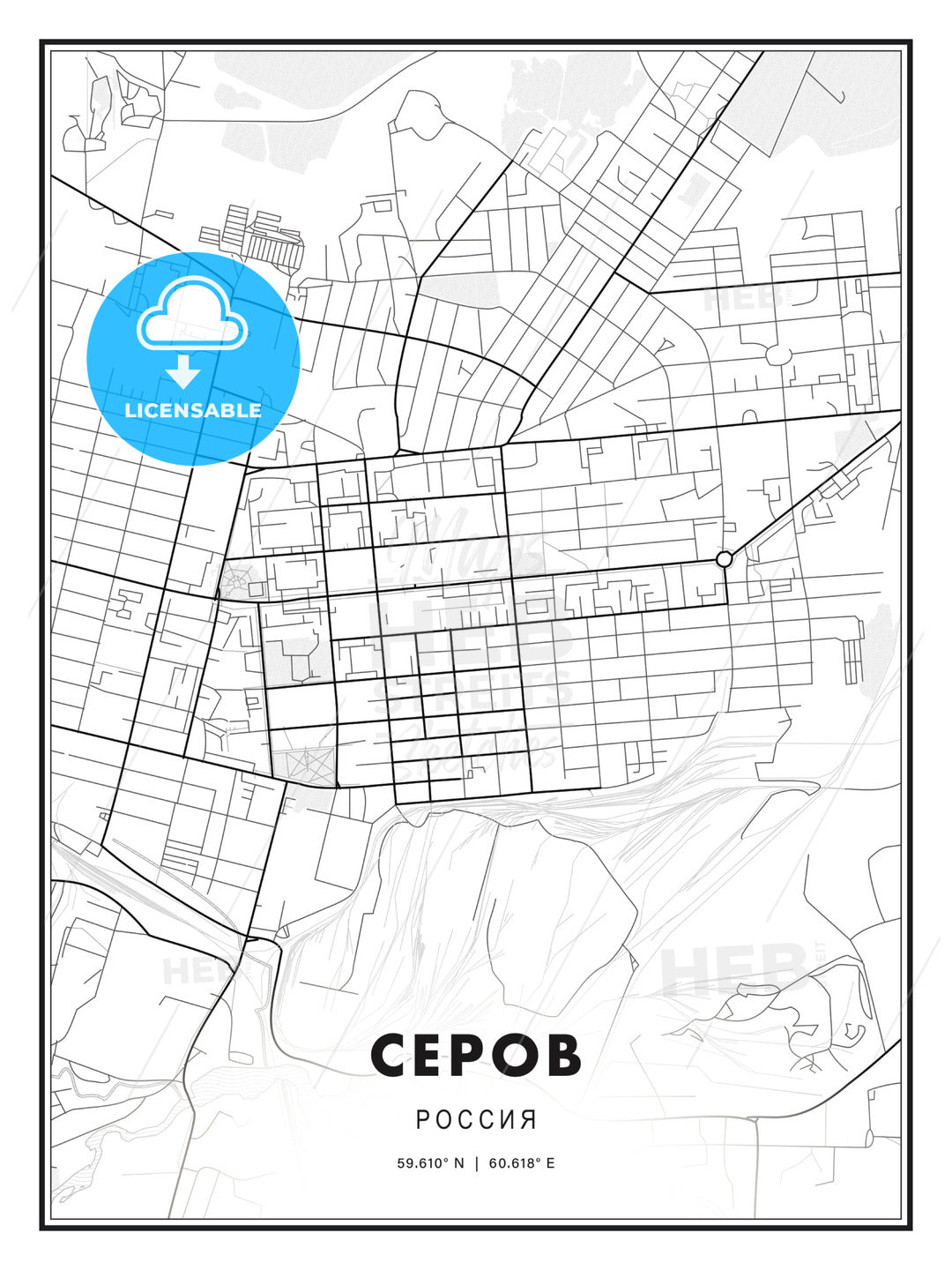 СЕРОВ / Serov, Russia, Modern Map Print Template in Various Formats ...
