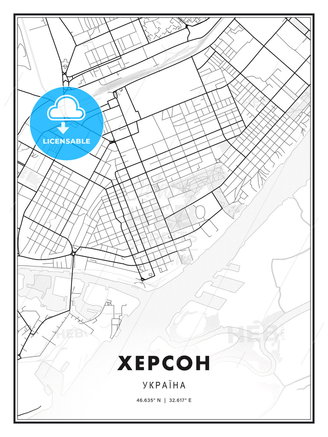 ХЕРСОН / Kherson, Ukraine, Modern Map Print Template in Various Formats ...