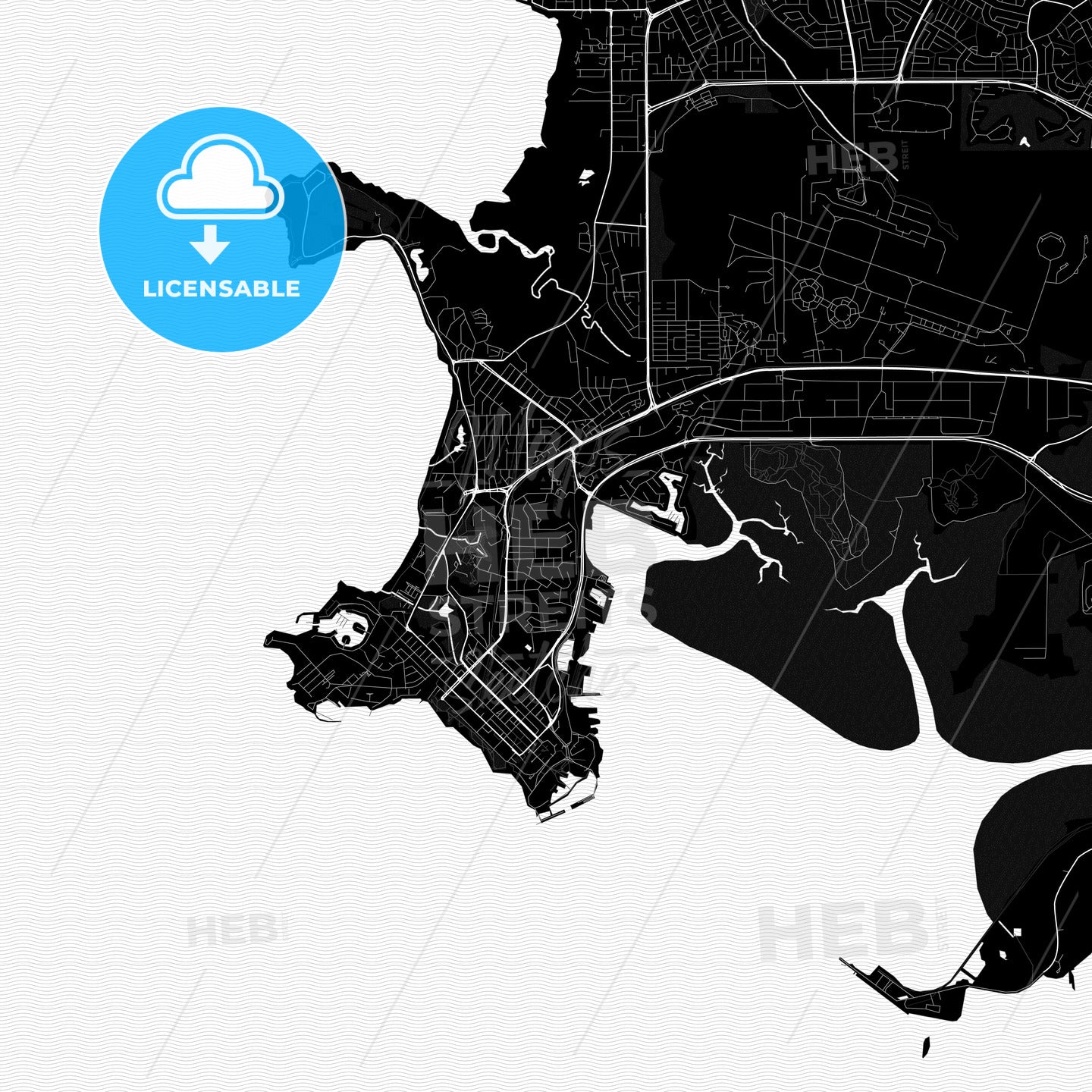 Darwin, Australia Pdf Vector Map Black And White – HEBSTREITS