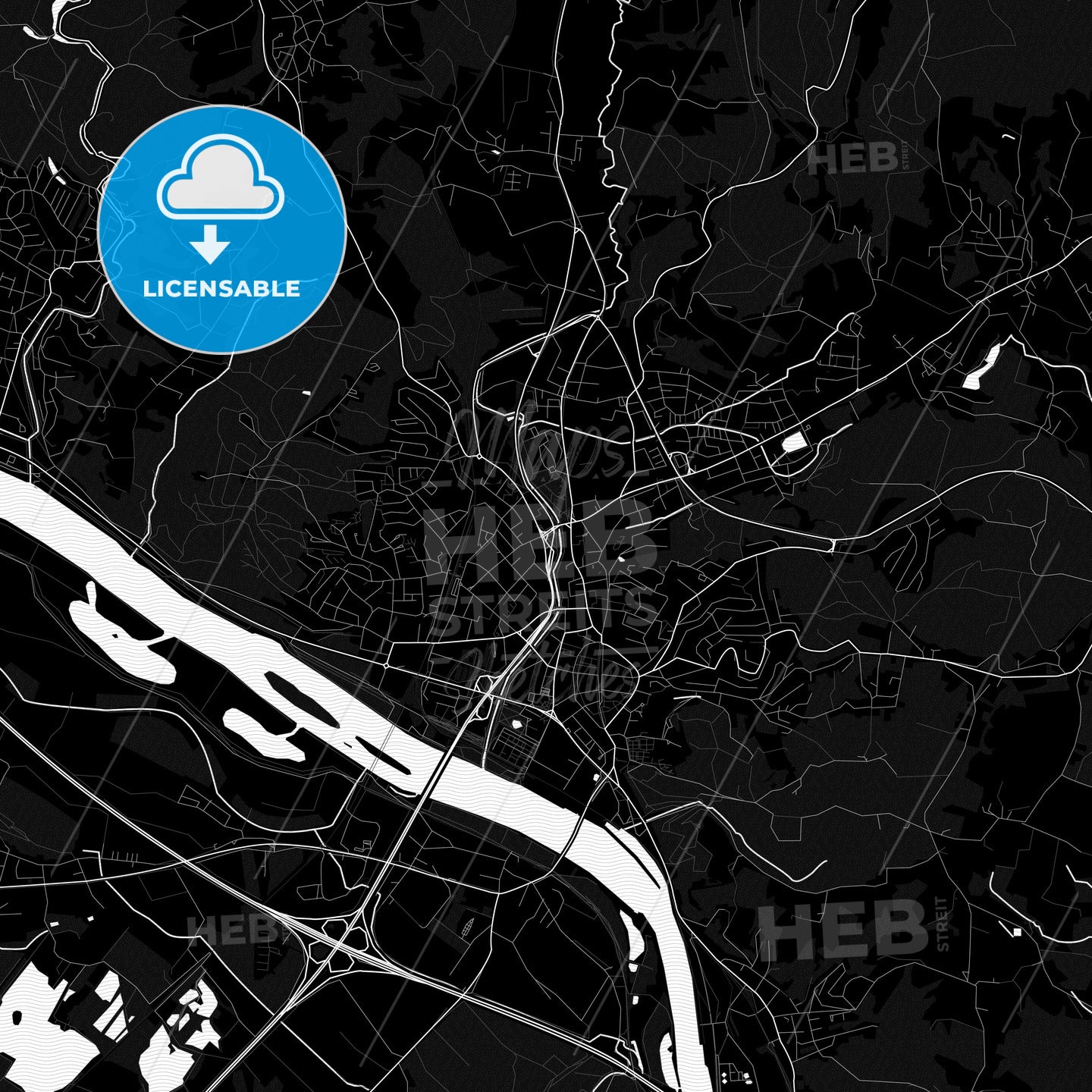 Deggendorf, Germany Pdf Vector Map Black And White – HEBSTREITS