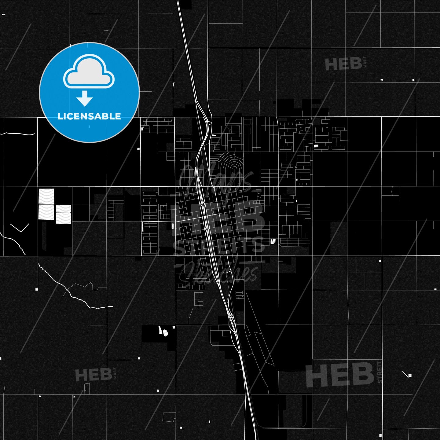 Delano, California, United States, Pdf Vector Map Black And White ...