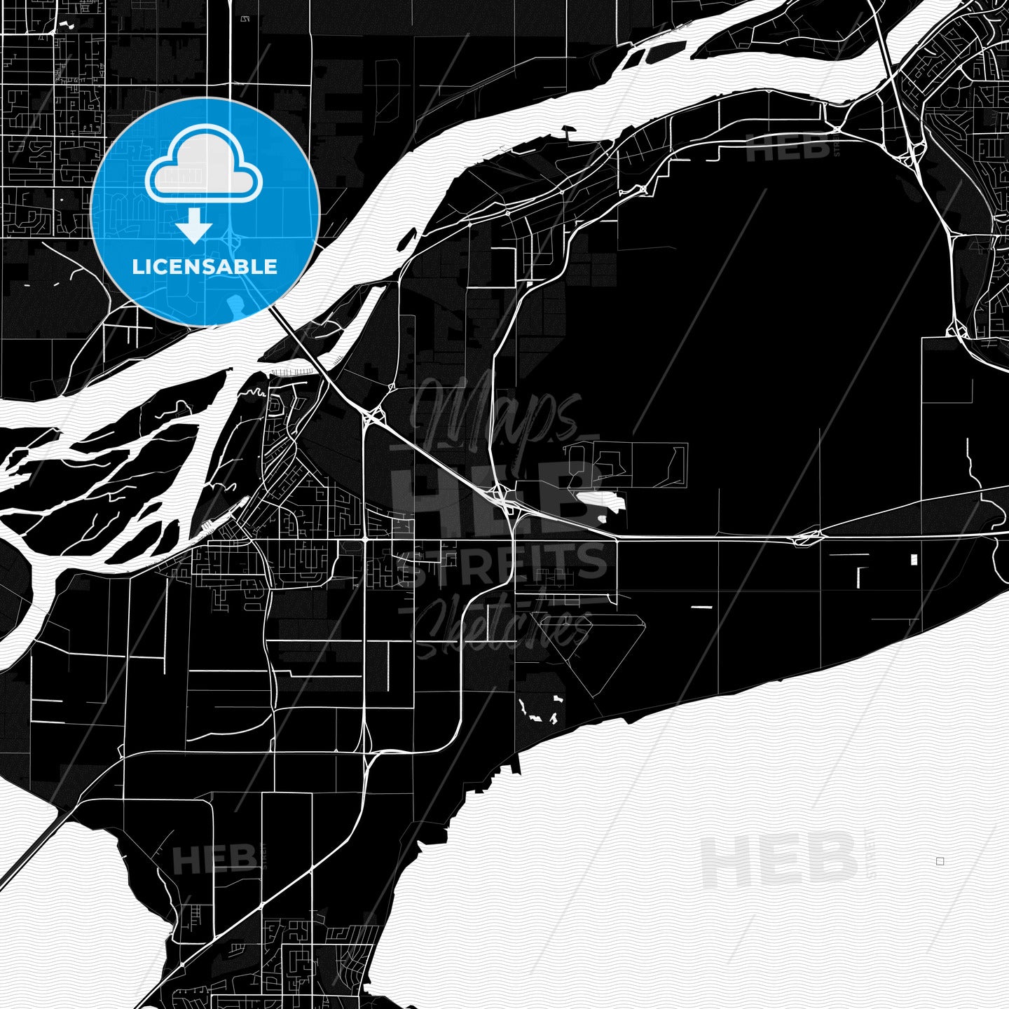 Delta, Canada Pdf Vector Map Black And White – HEBSTREITS