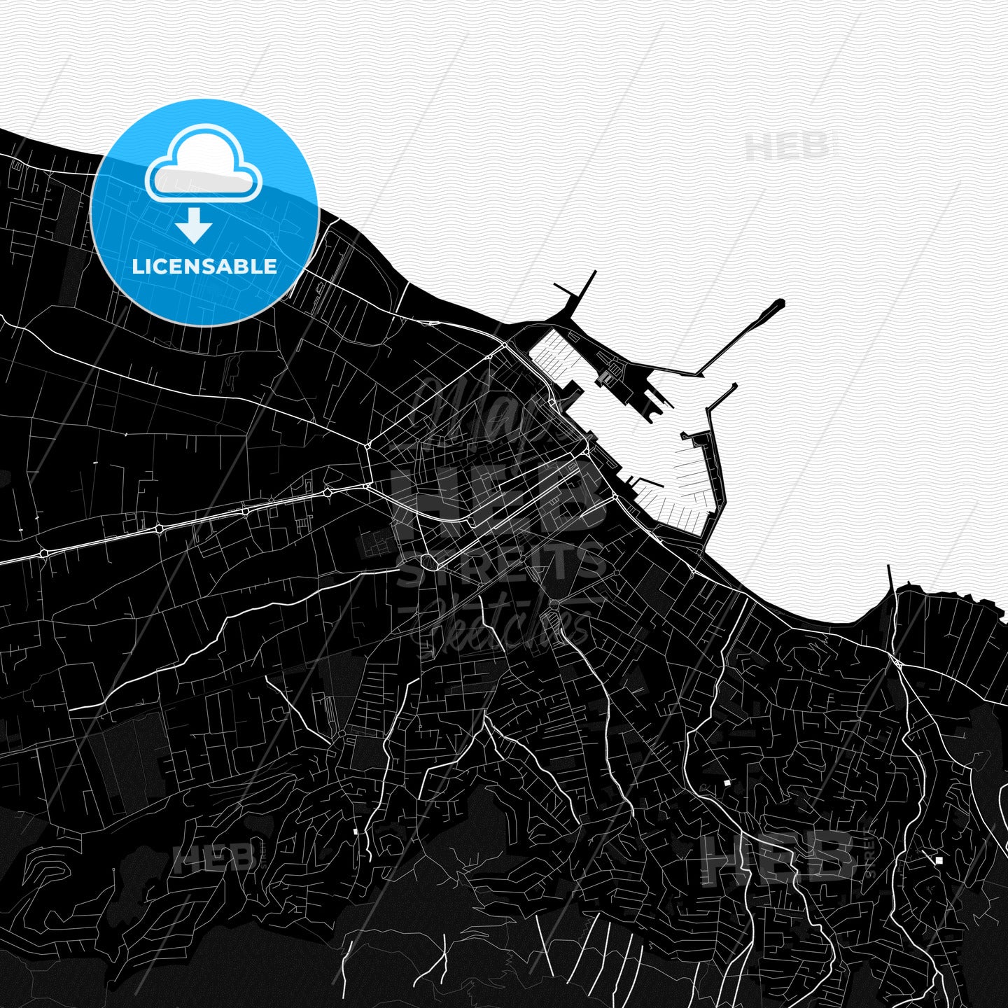 Denia, Spain Pdf Vector Map Black And White – HEBSTREITS