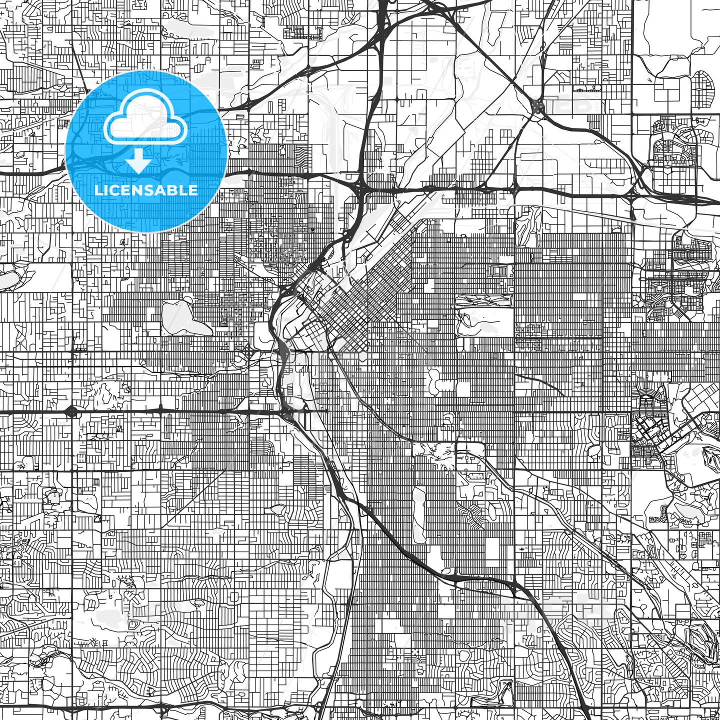 Denver, Colorado - Area Map - Light – HEBSTREITS