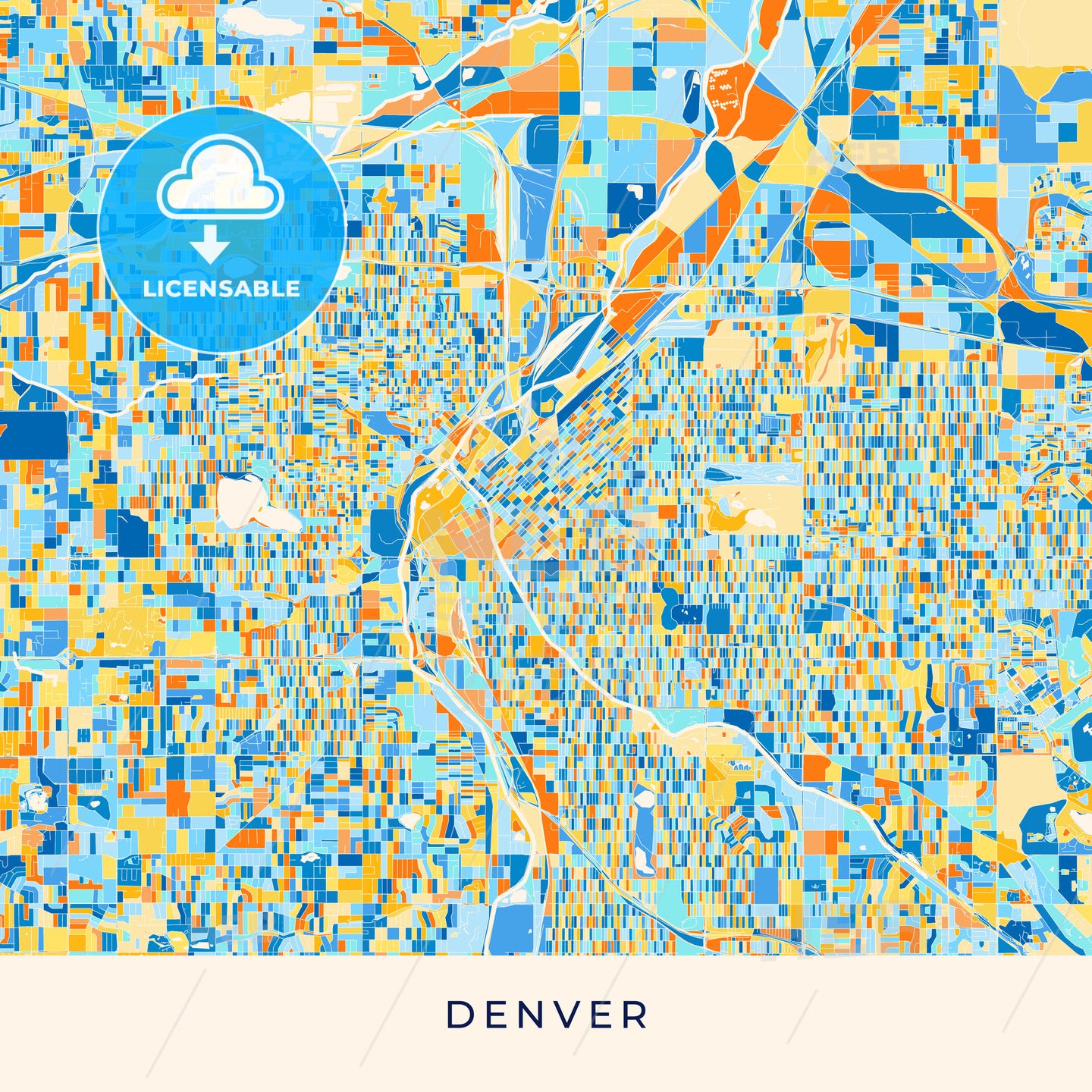 Denver Colorful Map Poster Template – HEBSTREITS
