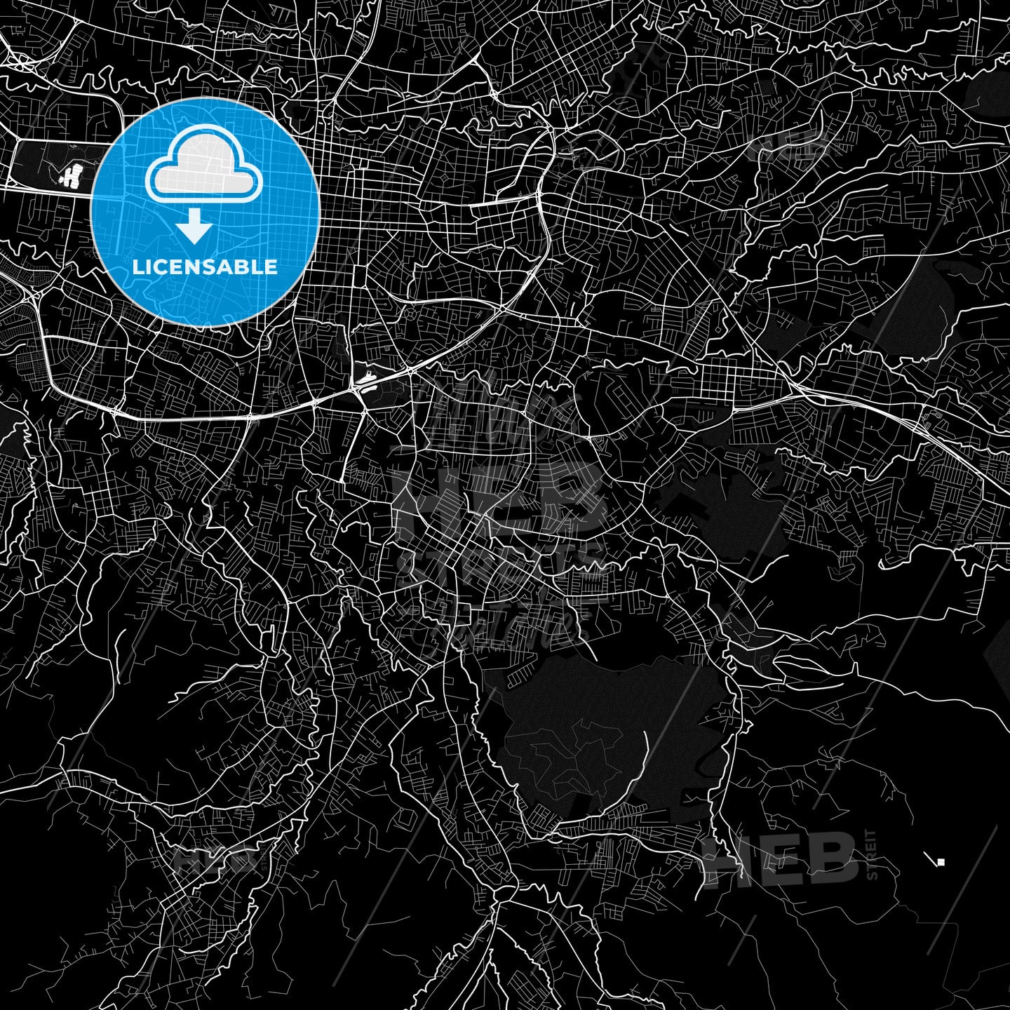 Desamparados, Costa Rica Pdf Vector Map Black And White – HEBSTREITS