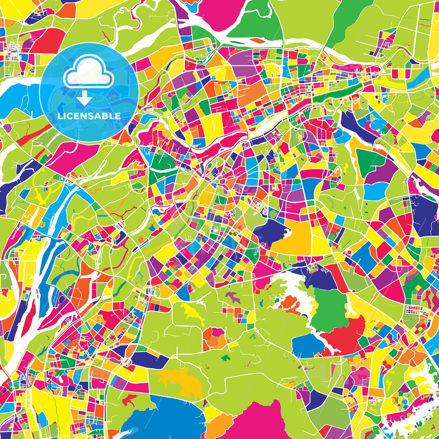 Dongguan, China, Colorful Vector Map – HEBSTREITS