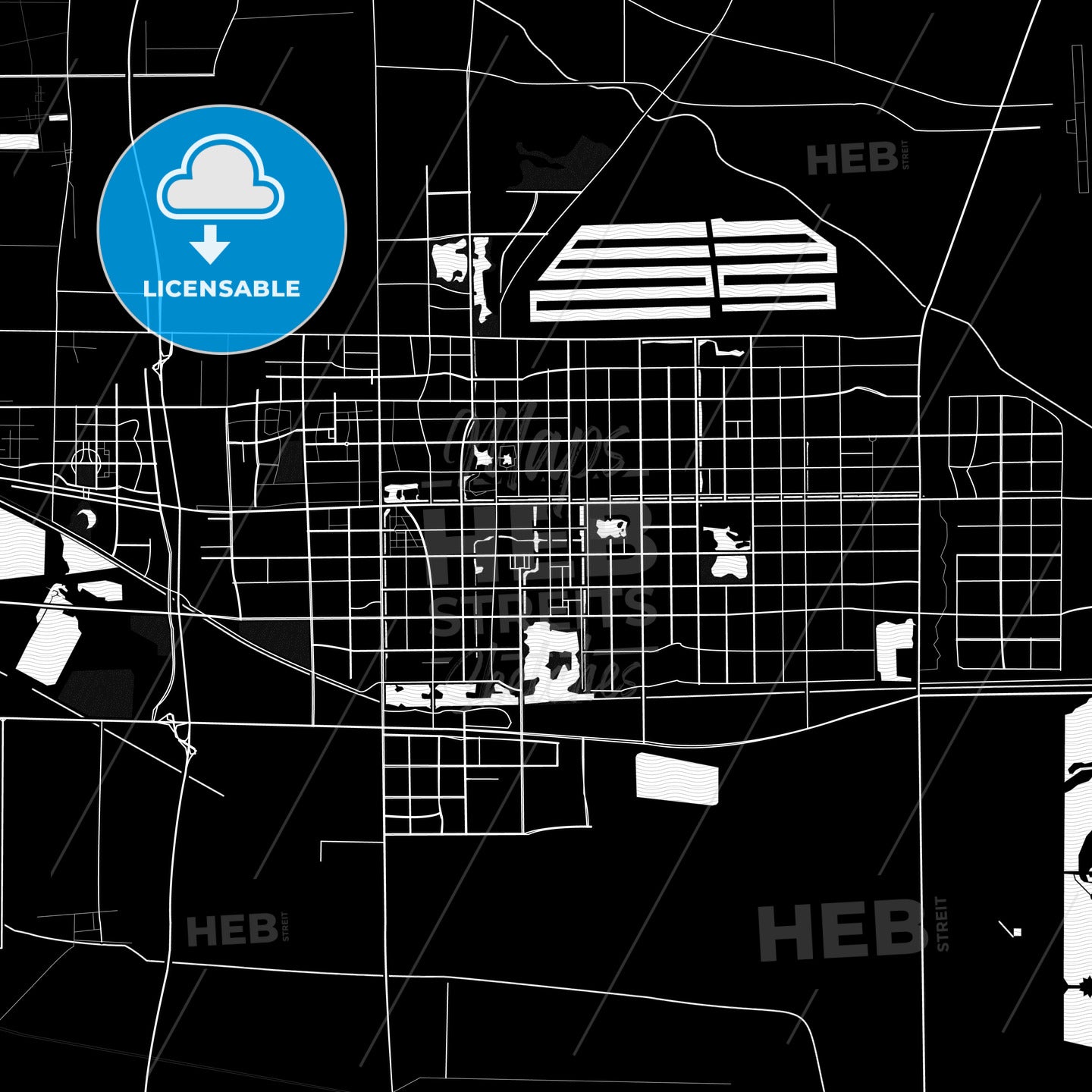 Dongying, China Pdf Vector Map Black And White – HEBSTREITS