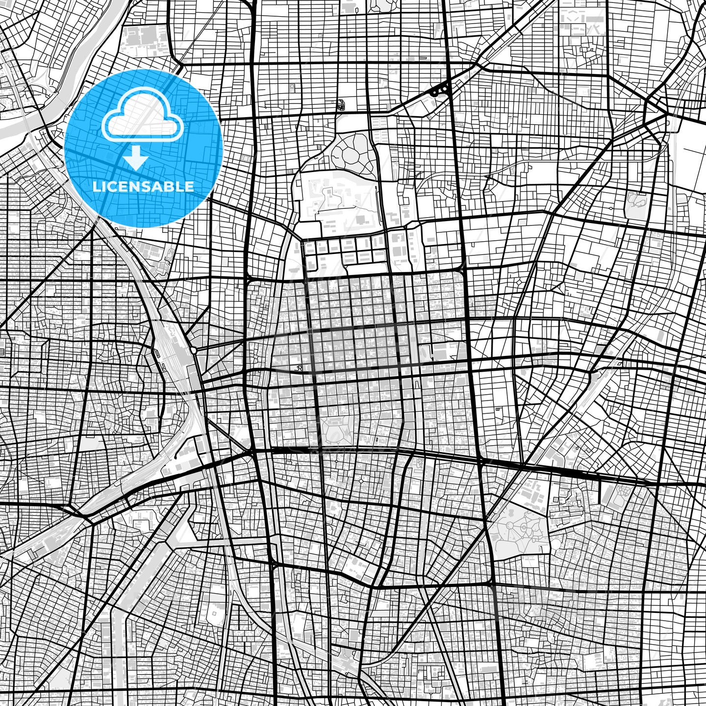 Downtown map of Nagoya, Japan (名古屋市) - HEBSTREITS