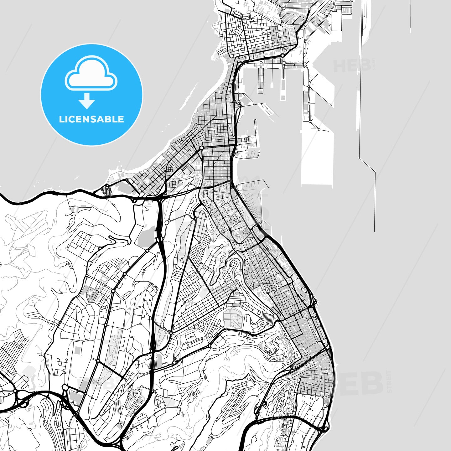 Downtown Map Of Las Palmas, Light – HEBSTREITS