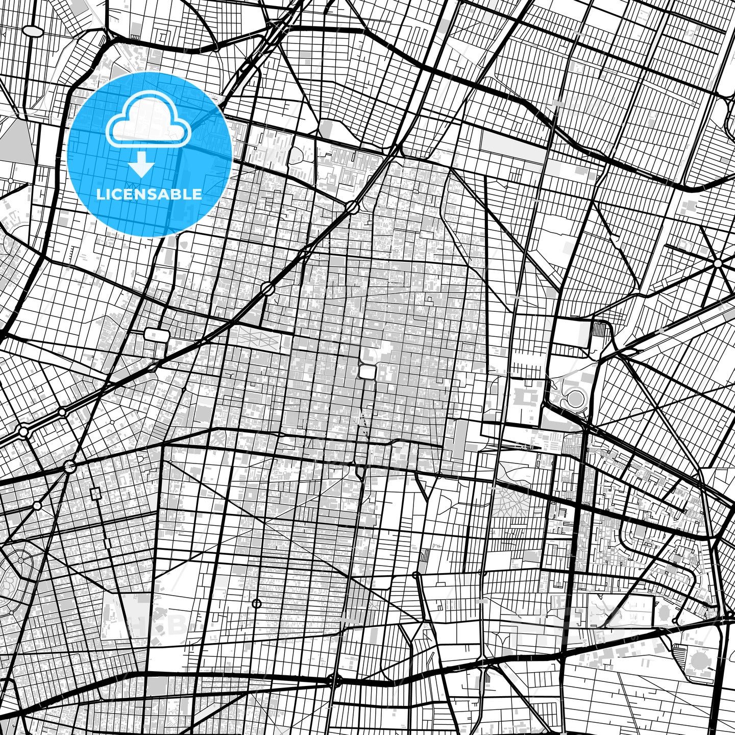 Downtown Map Of Mexico City, Light – HEBSTREITS