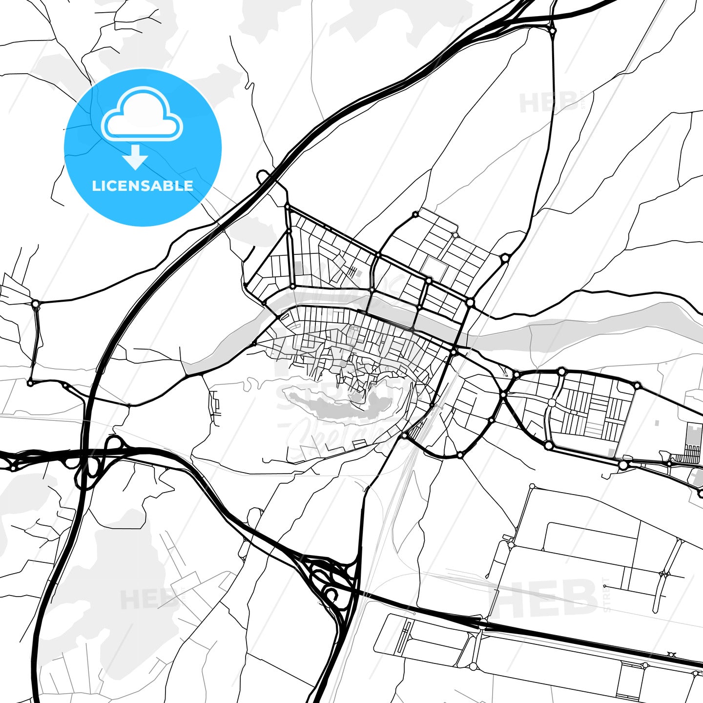 Downtown map of Sagunto, Valencia, light - HEBSTREITS
