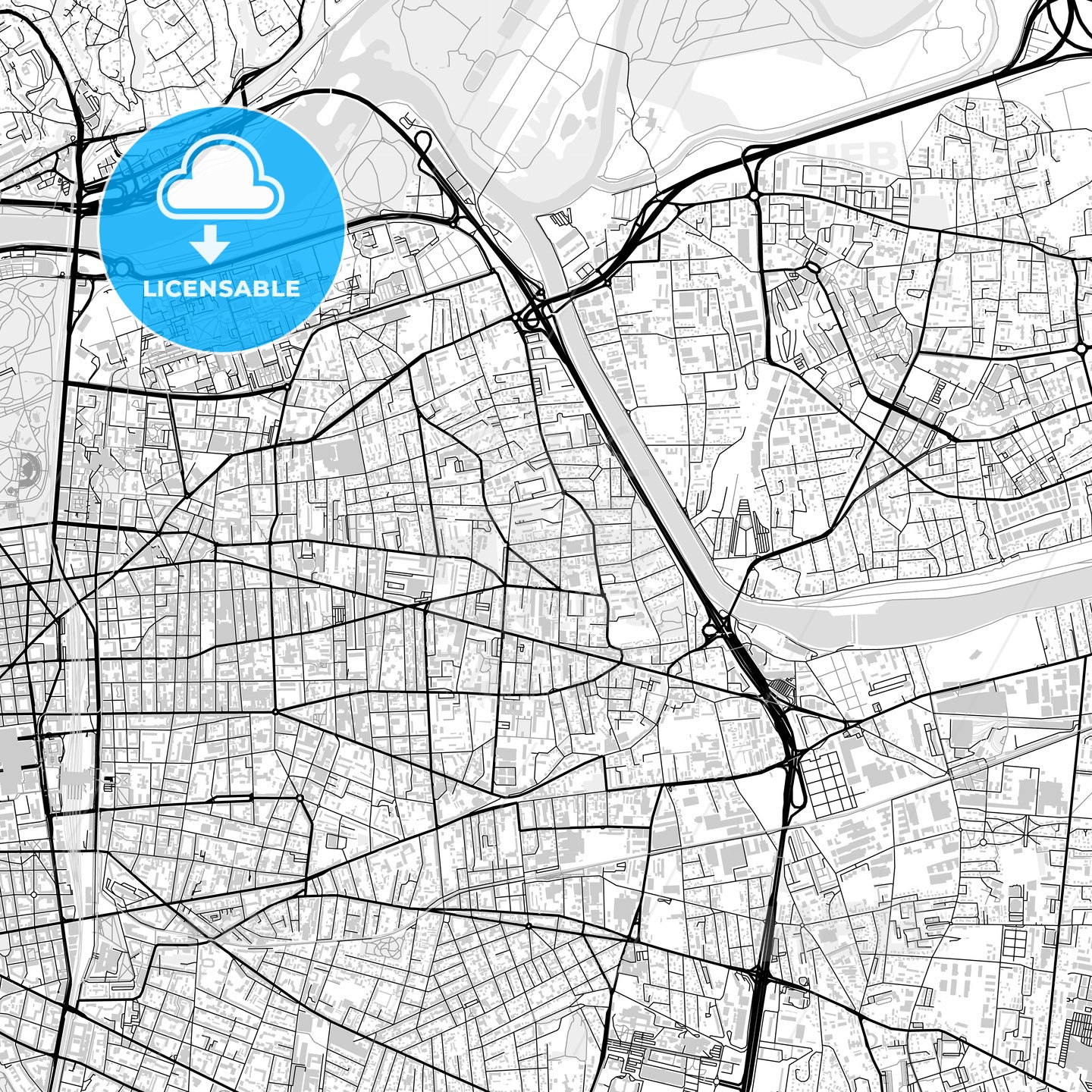 Downtown Map Of Villeurbanne, Light – HEBSTREITS