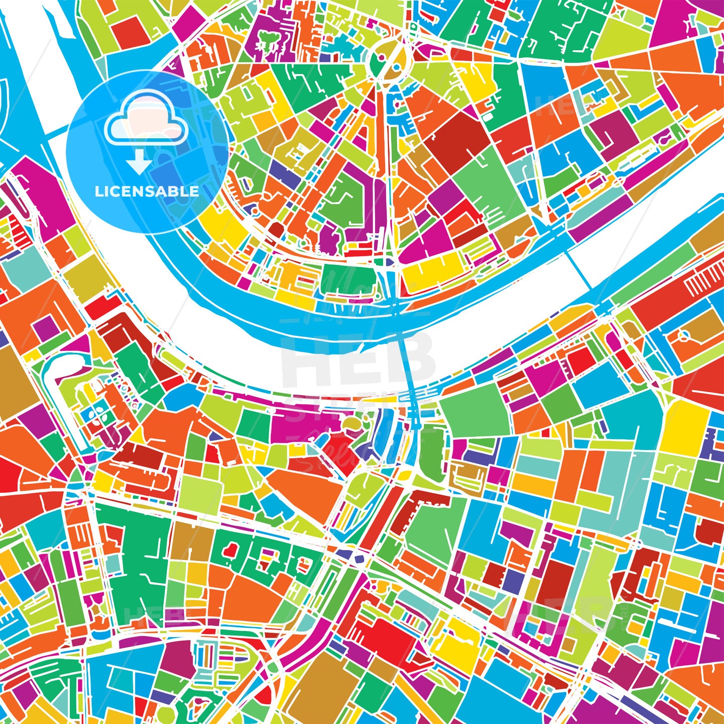 Dresden, Germany, Colorful Vector Map – HEBSTREITS