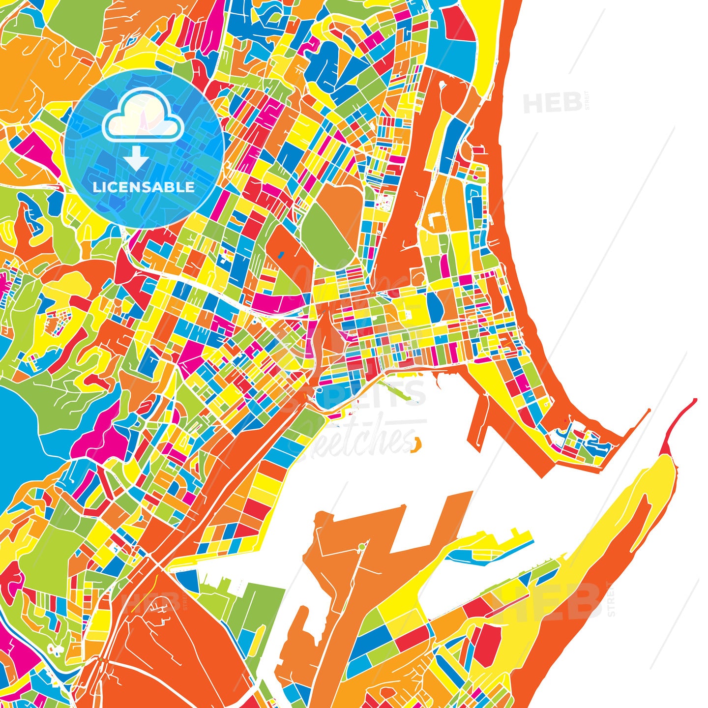Durban, South Africa, colorful vector map - HEBSTREITS