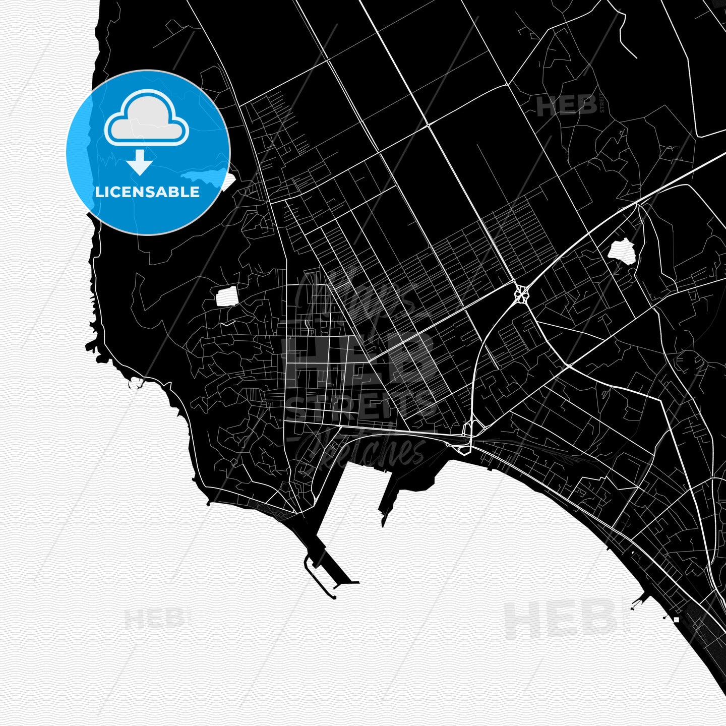 Durrës, Albania Pdf Vector Map Black And White – HEBSTREITS