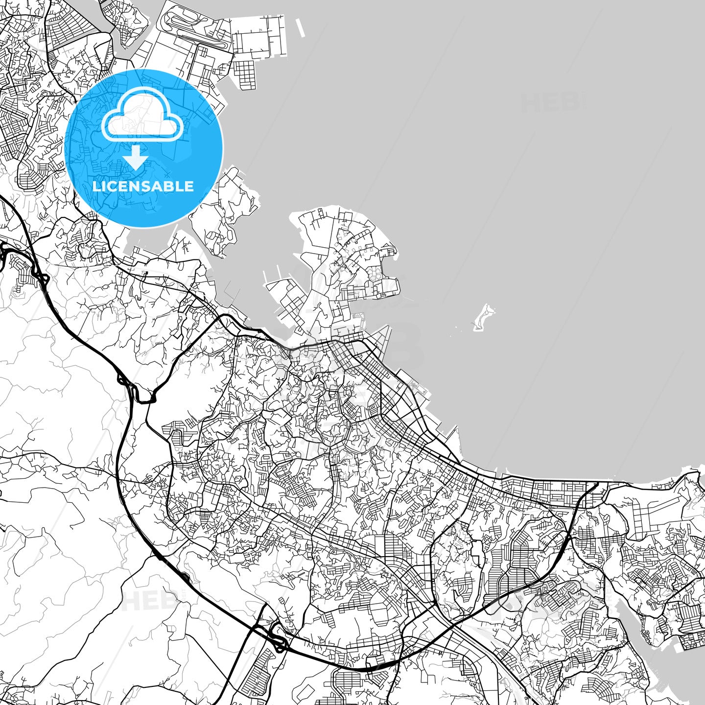 横須賀市 Yokosuka, City Map, Light – HEBSTREITS