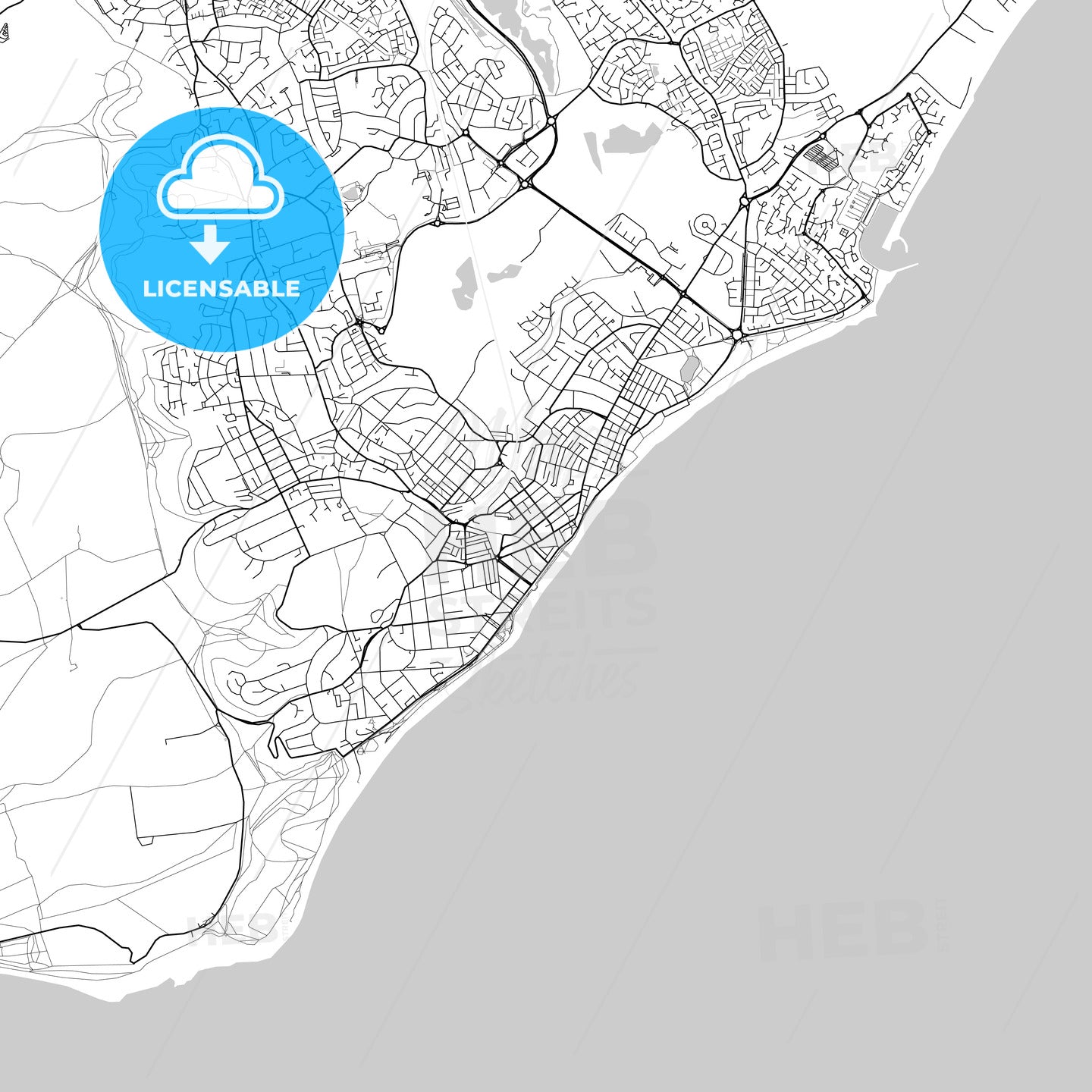 Eastbourne, England, UK, Vector Map - Light - HEBSTREITS